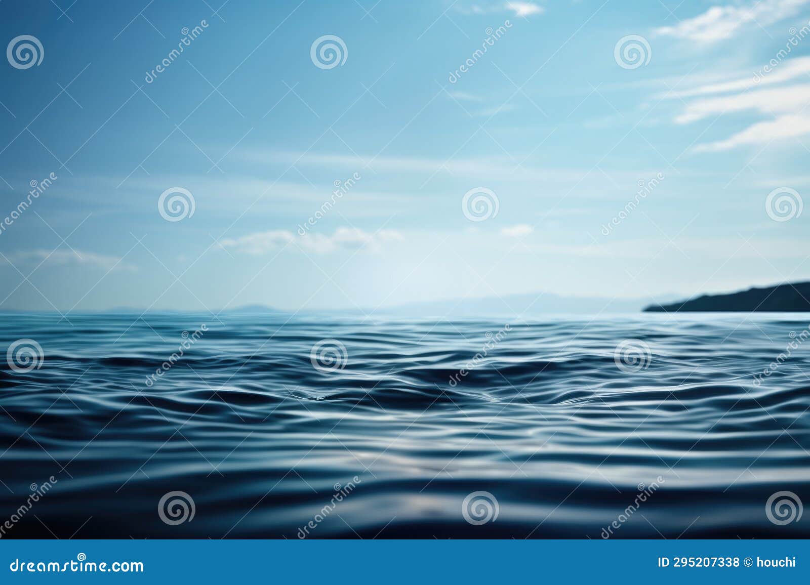 Ocean, Lake, River, Sea Blue Surface. Clear Blue Sky. Tranquil Water ...