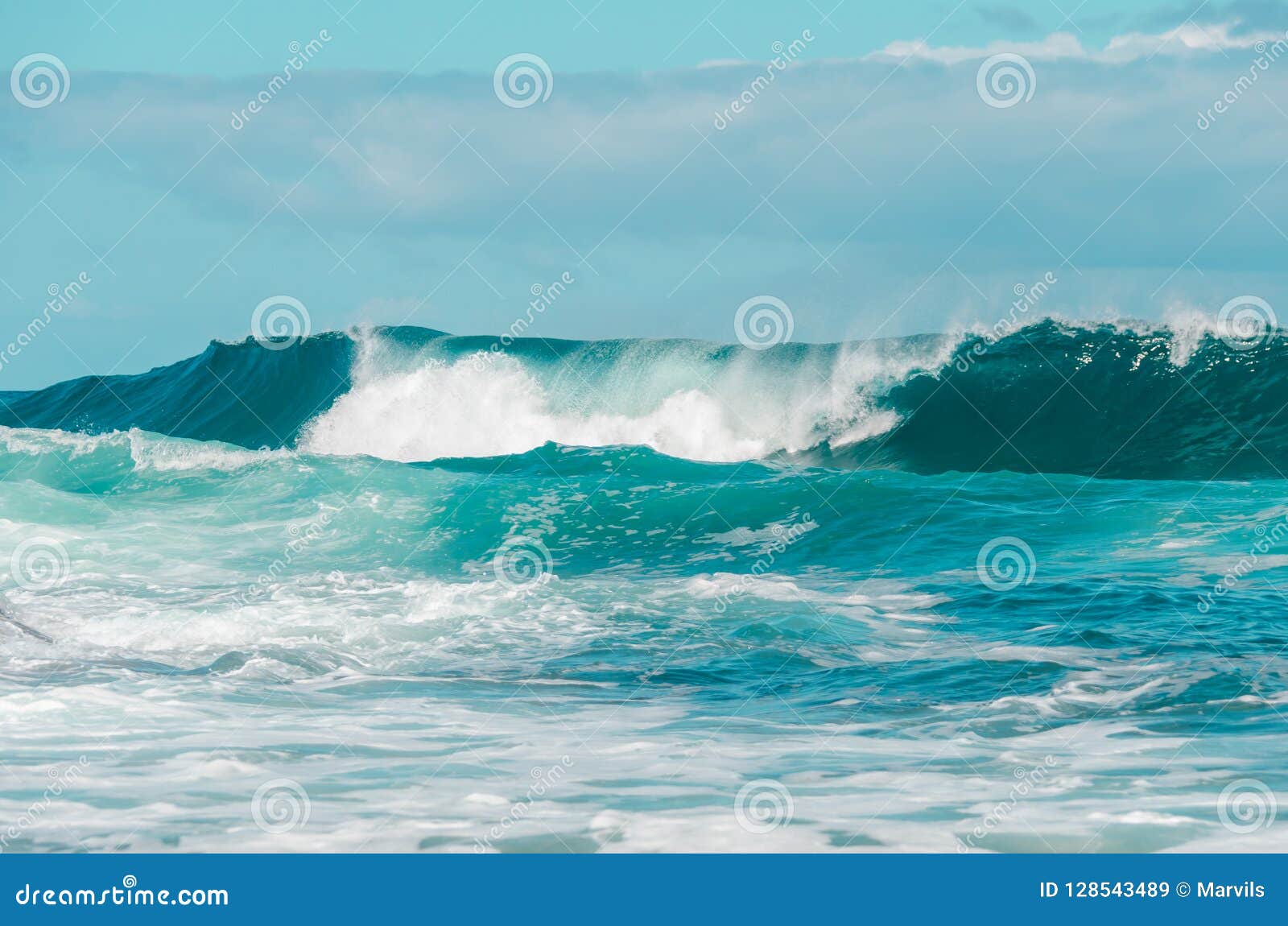 Ocean landscape. Big wave stock image. Image of island - 128543489