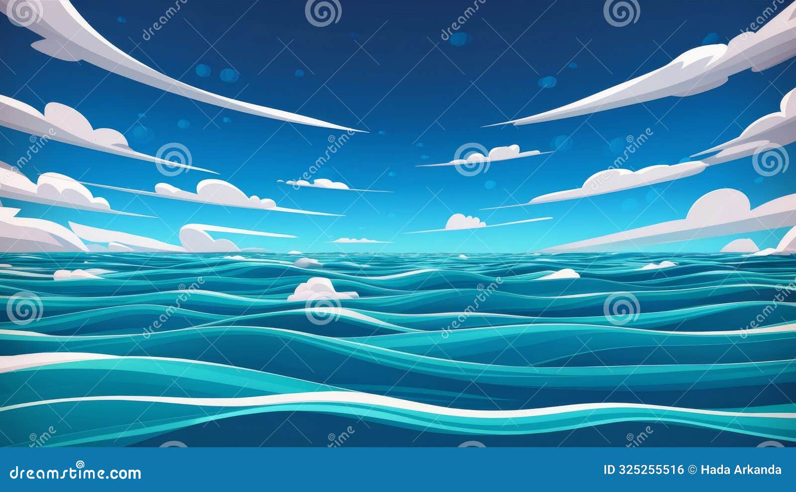 An Ocean Landscape with Continuous Water Waves, Complemented by a Blue ...