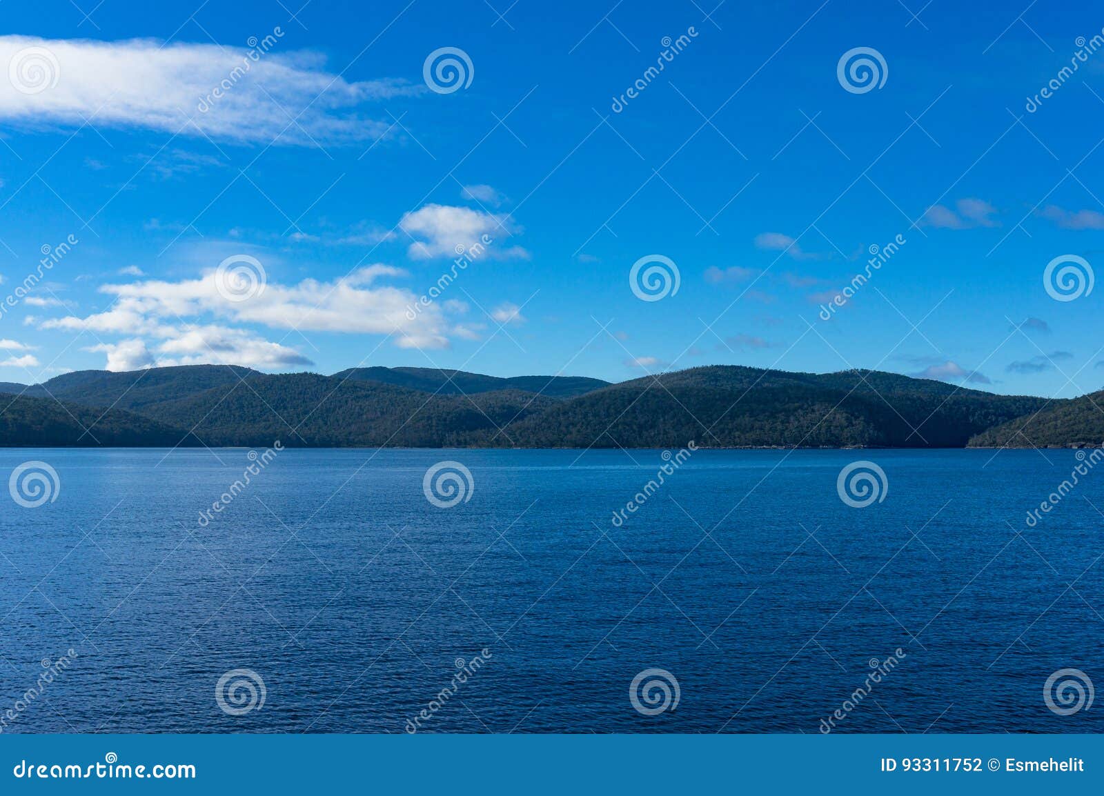 Ocean Landscape with Forest Mountains in the Distance Stock Photo ...