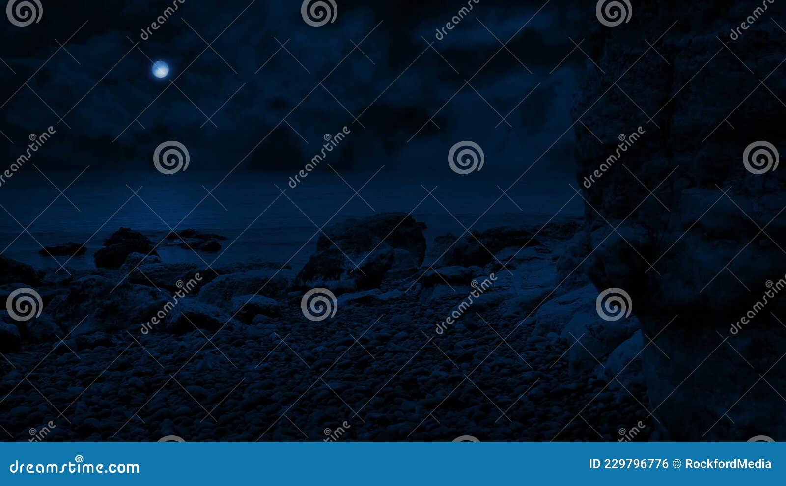 Rocky Beach Corner in the Moonlight Stock Footage - Video of landscape ...