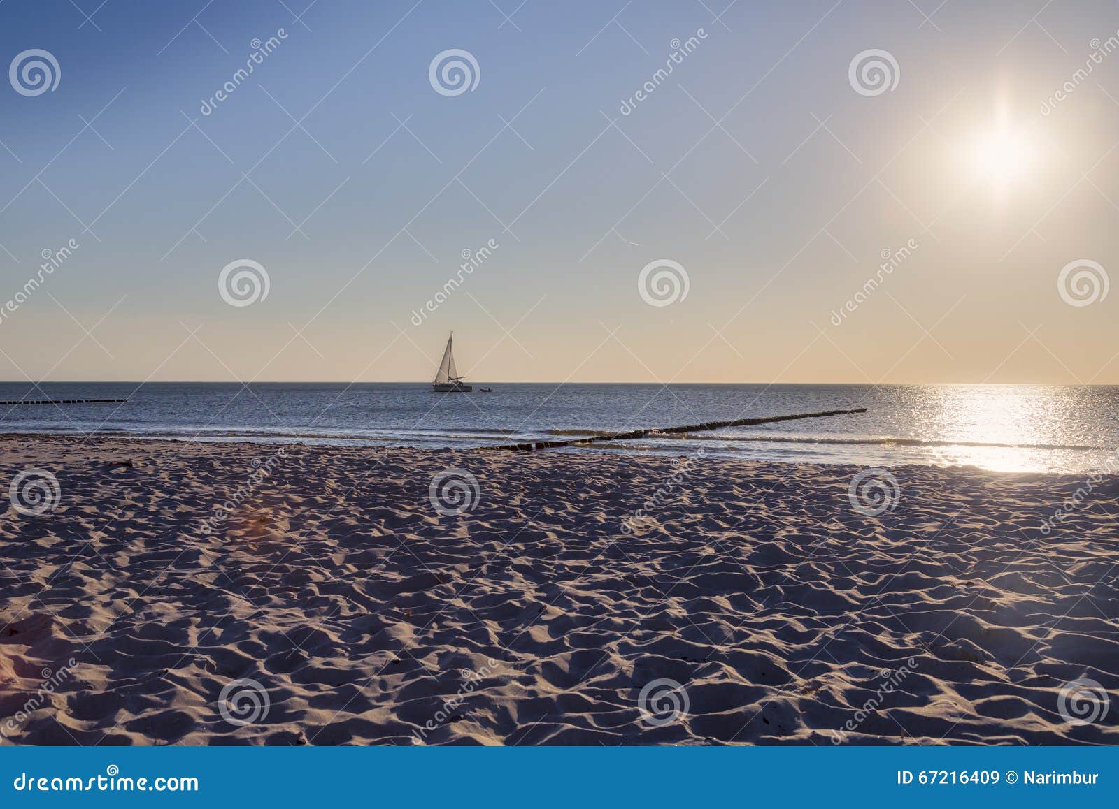 Ocean Landscape with Sailing Boat Stock Image - Image of sailing ...