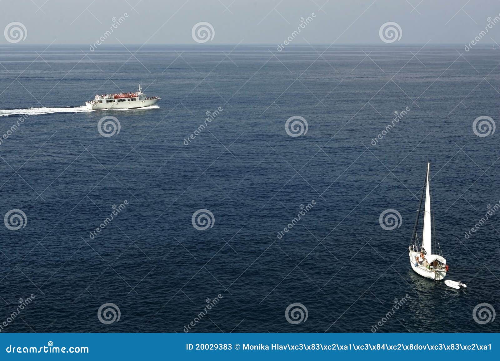 Ocean Landscape With Two Boats Stock Image - Image of cruiser, pleasure ...