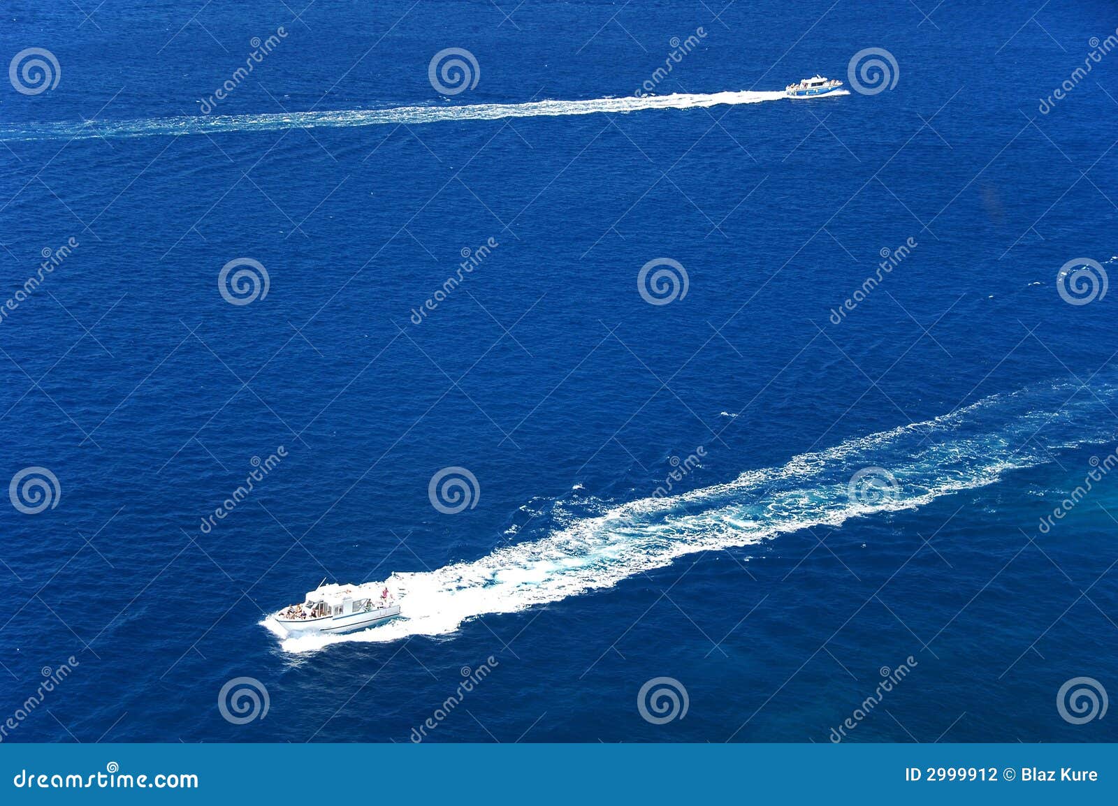 Ocean Landscape with Two Boats Stock Photo - Image of marine, summer ...