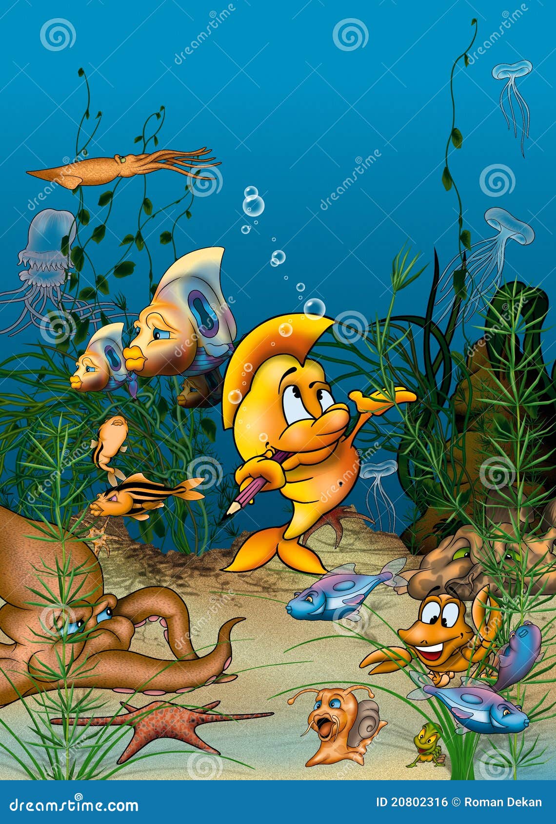 Ocean Life In The Circle Shape Vector Illustration | CartoonDealer.com ...