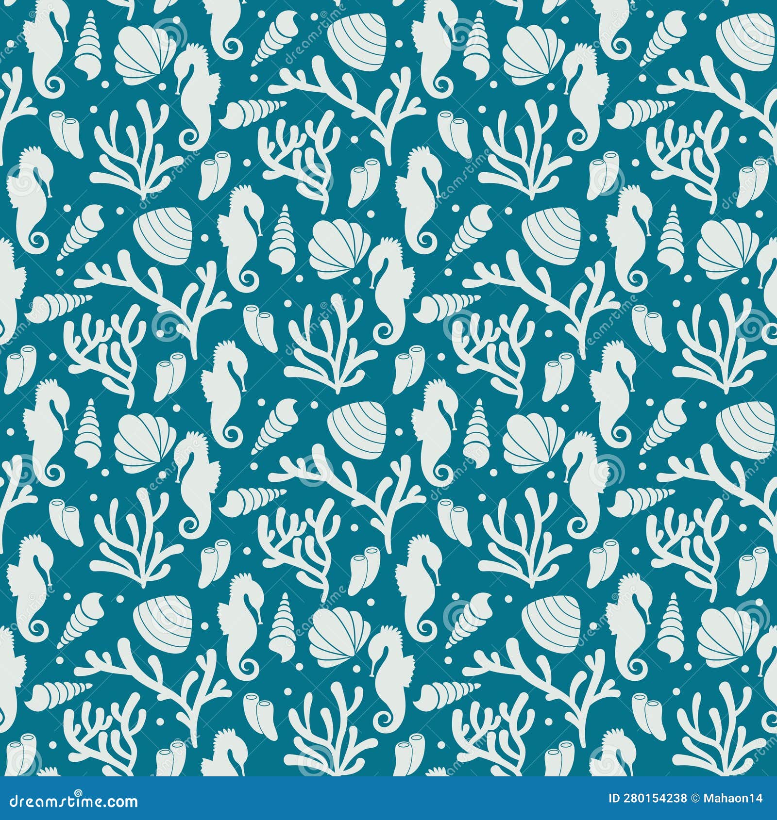 Ocean life pattern stock vector. Illustration of doodle - 280154238