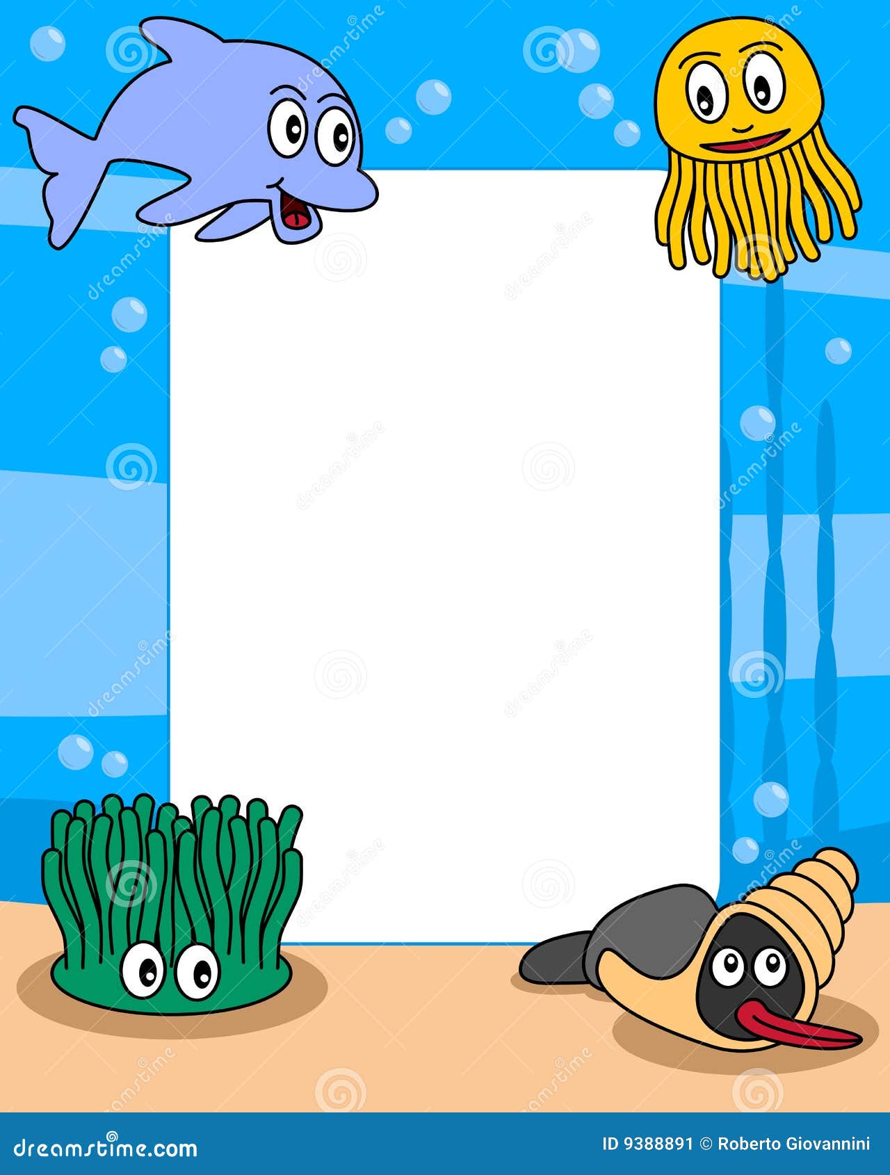 Ocean Life Photo Frame [1] stock vector. Illustration of artwork - 9388891