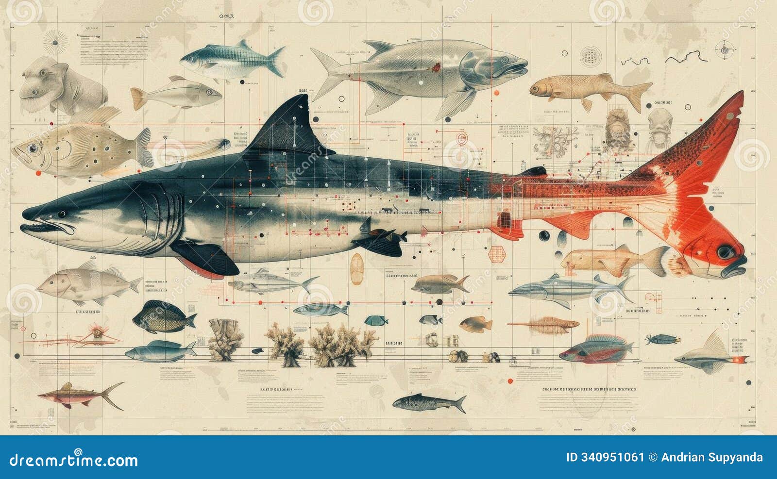 Ocean Life, a Visual Guide To Marine Biodiversity Stock Illustration ...