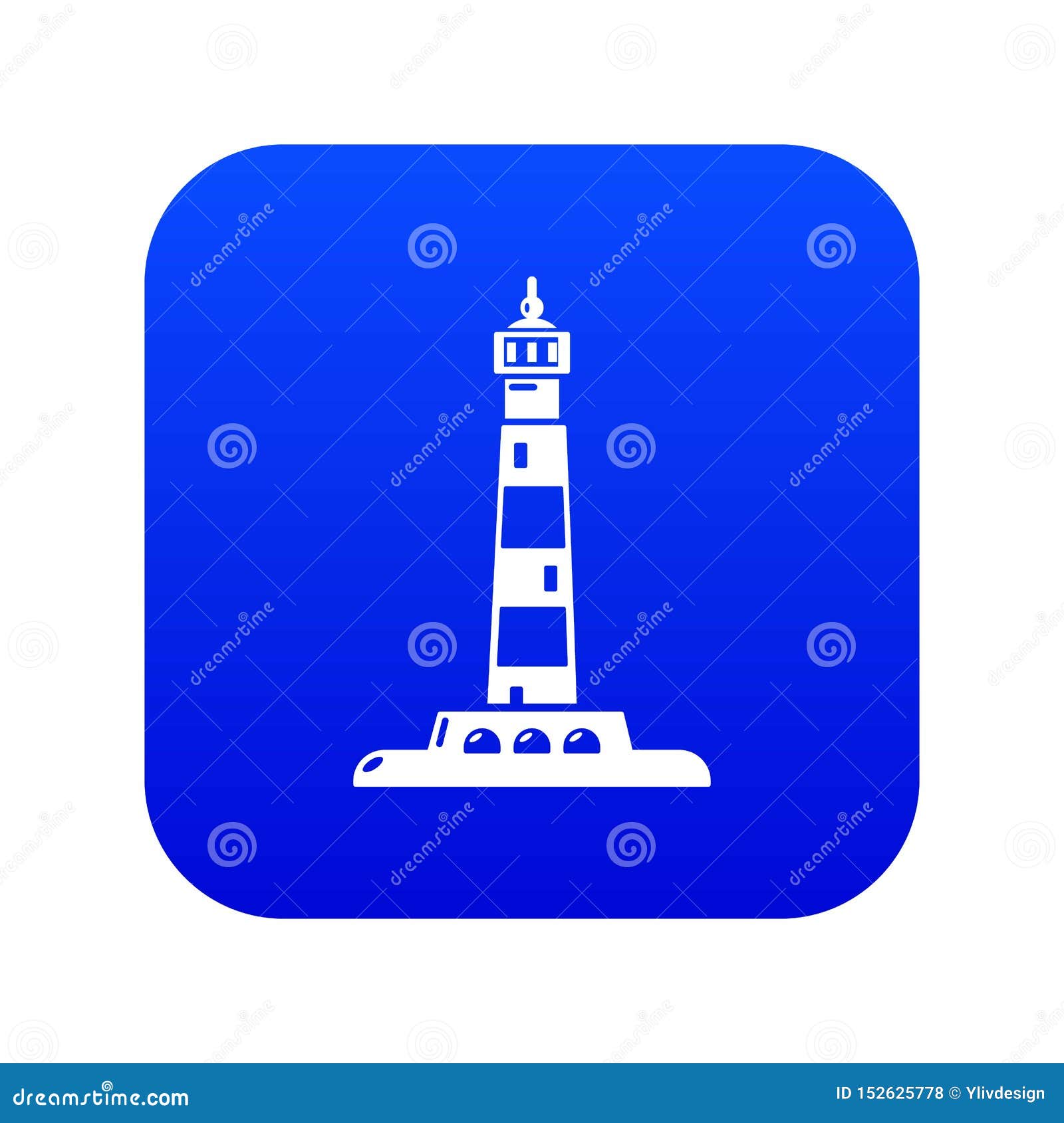 Ocean Lighthouse Icon Blue Vector Stock Vector - Illustration of ...