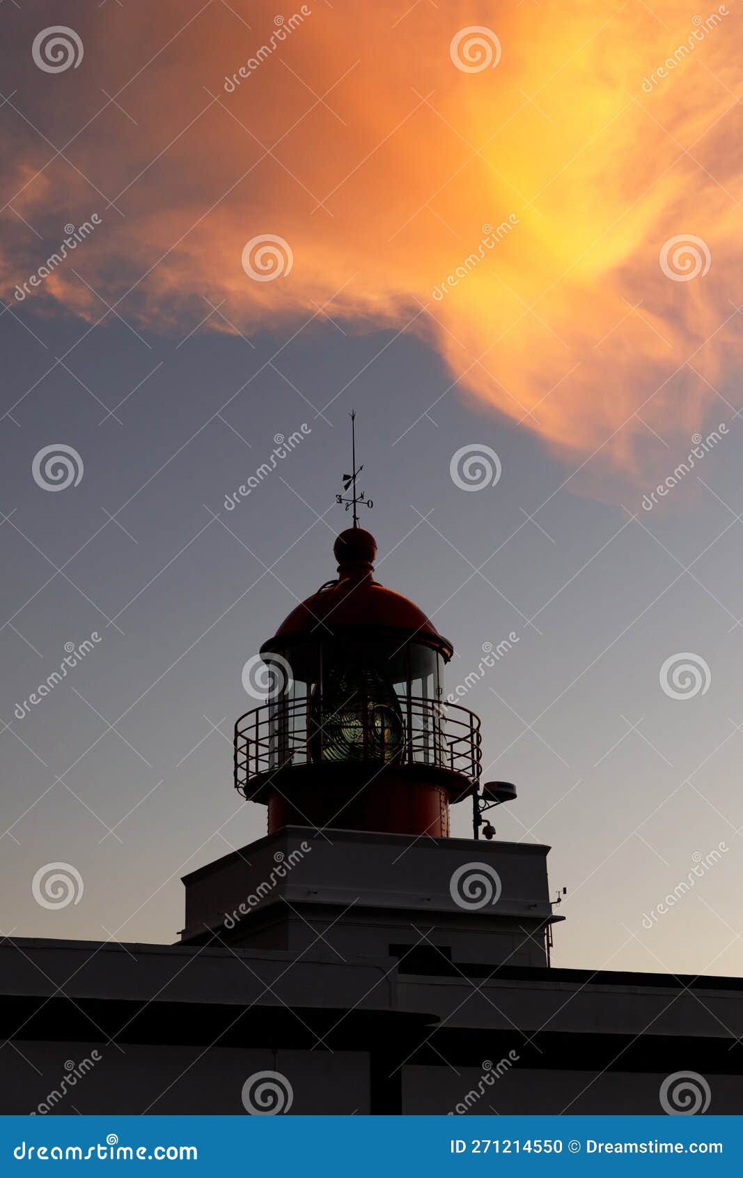 Ocean Lighthouse during the Sunset. Dramatic Clouds on the Background ...