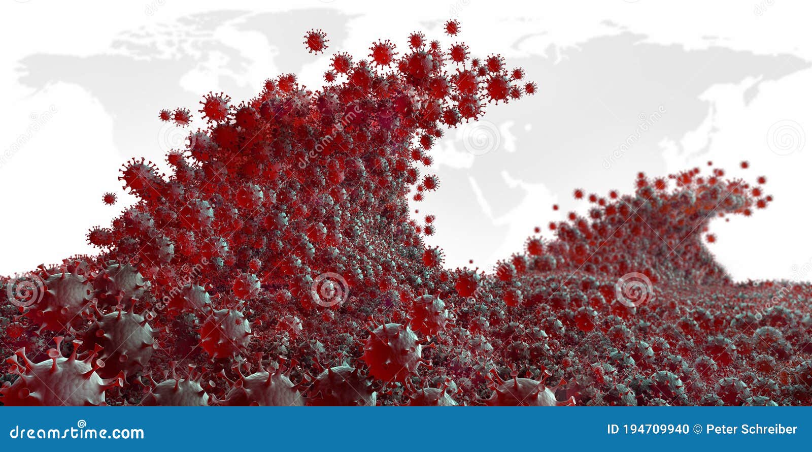 Coronavirus First and Second Wave - 3D Illustration Stock Illustration ...