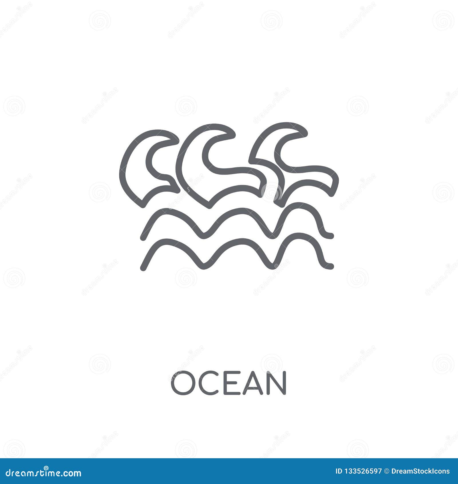 Ocean Linear Icon. Modern Outline Ocean Logo Concept on White Ba Stock ...