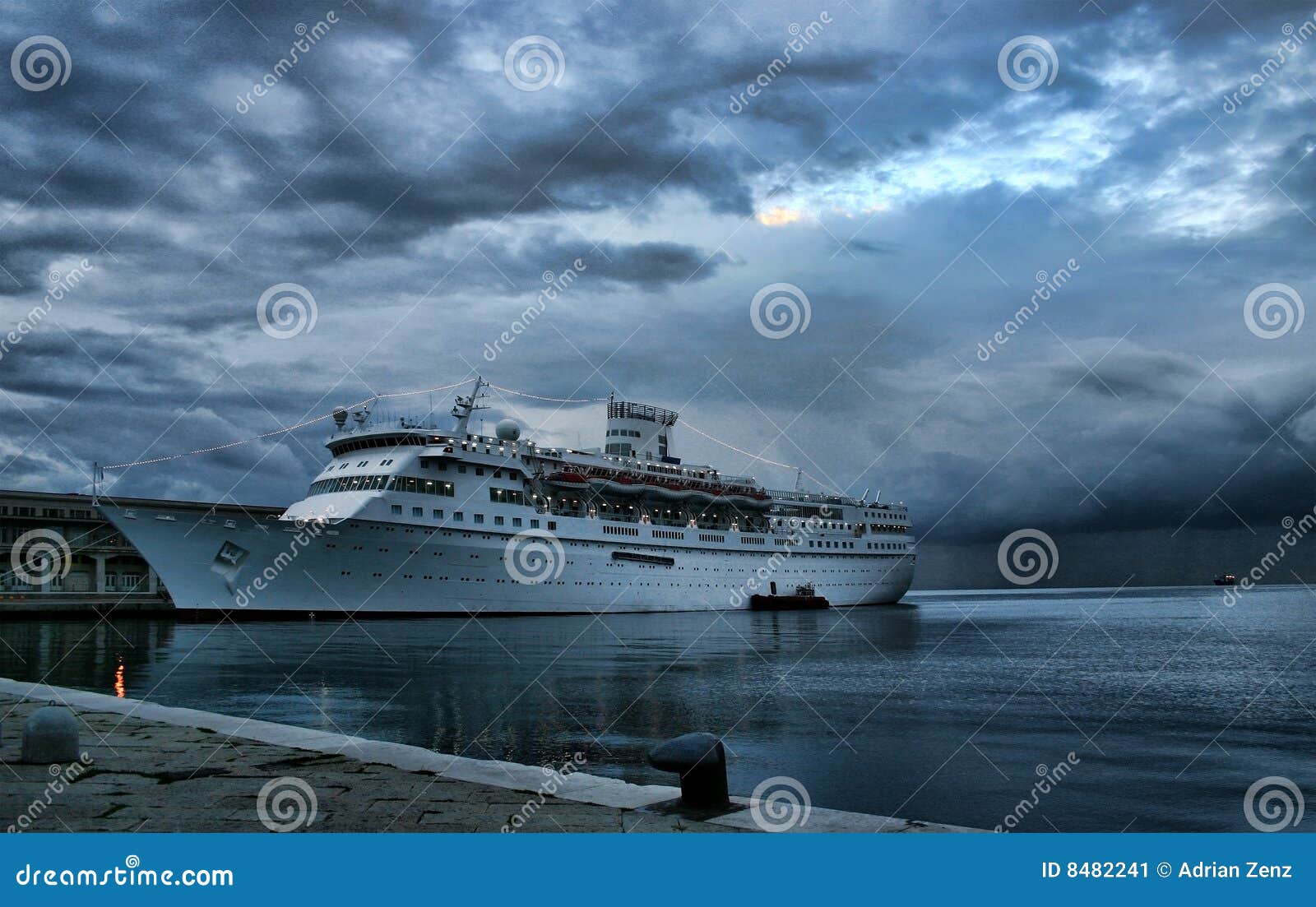Ocean Liner in the Harbour of Trieste Stock Image - Image of boat ...