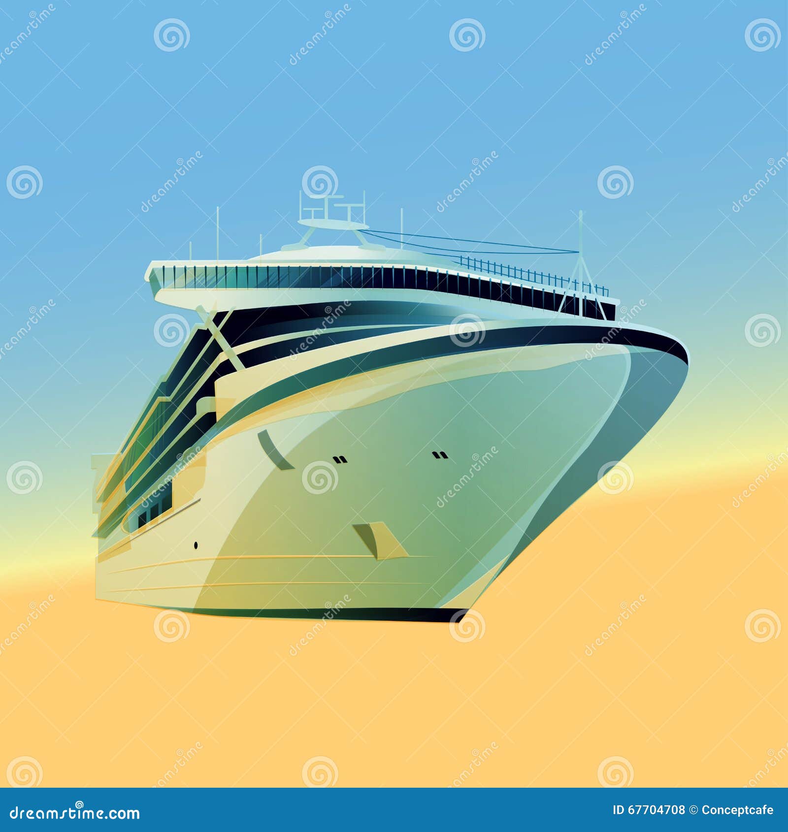 Ocean Liner Illustration stock vector. Illustration of coast - 67704708