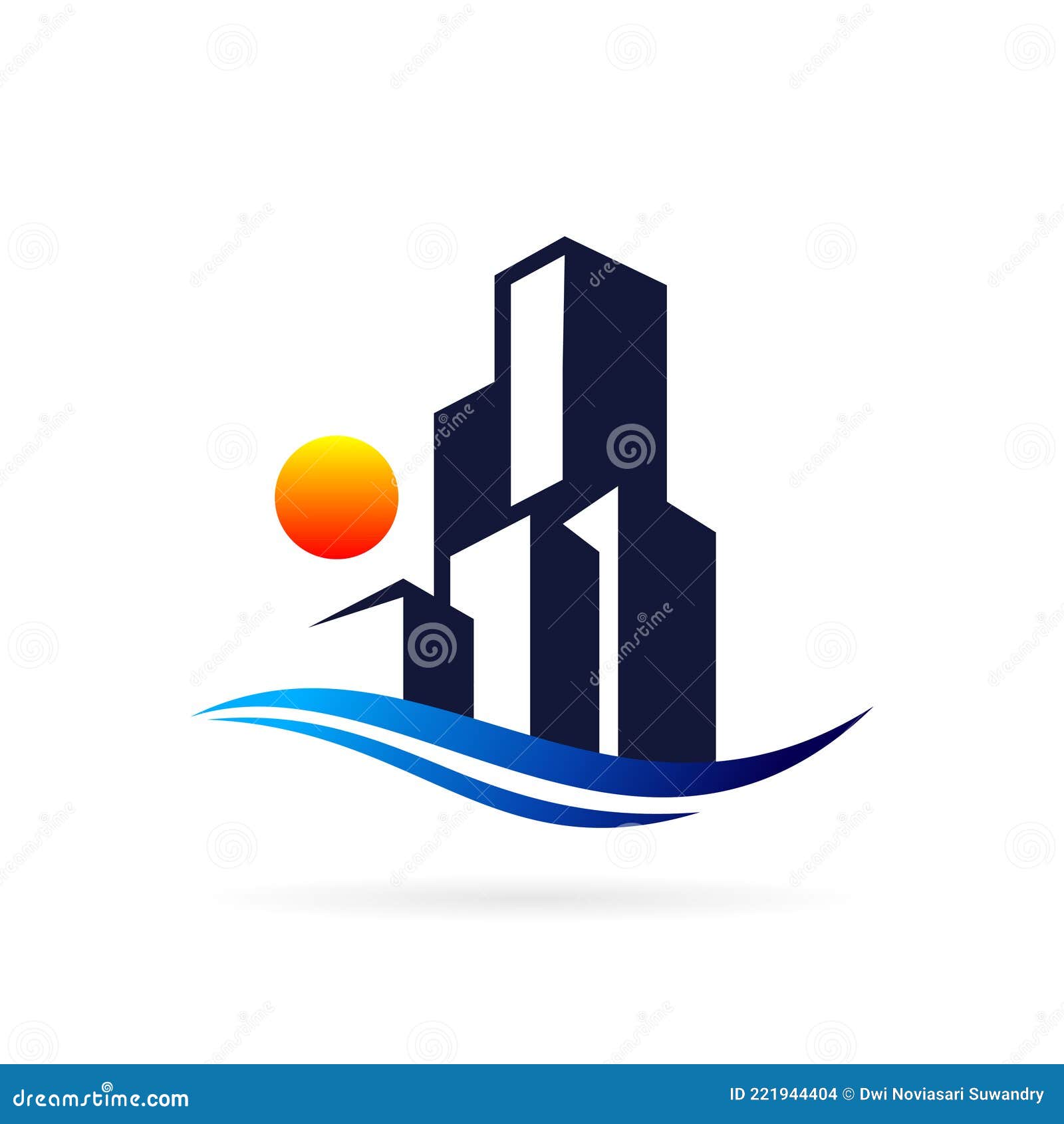 Ocean Logo with Building Symbol Stock Vector - Illustration of property ...