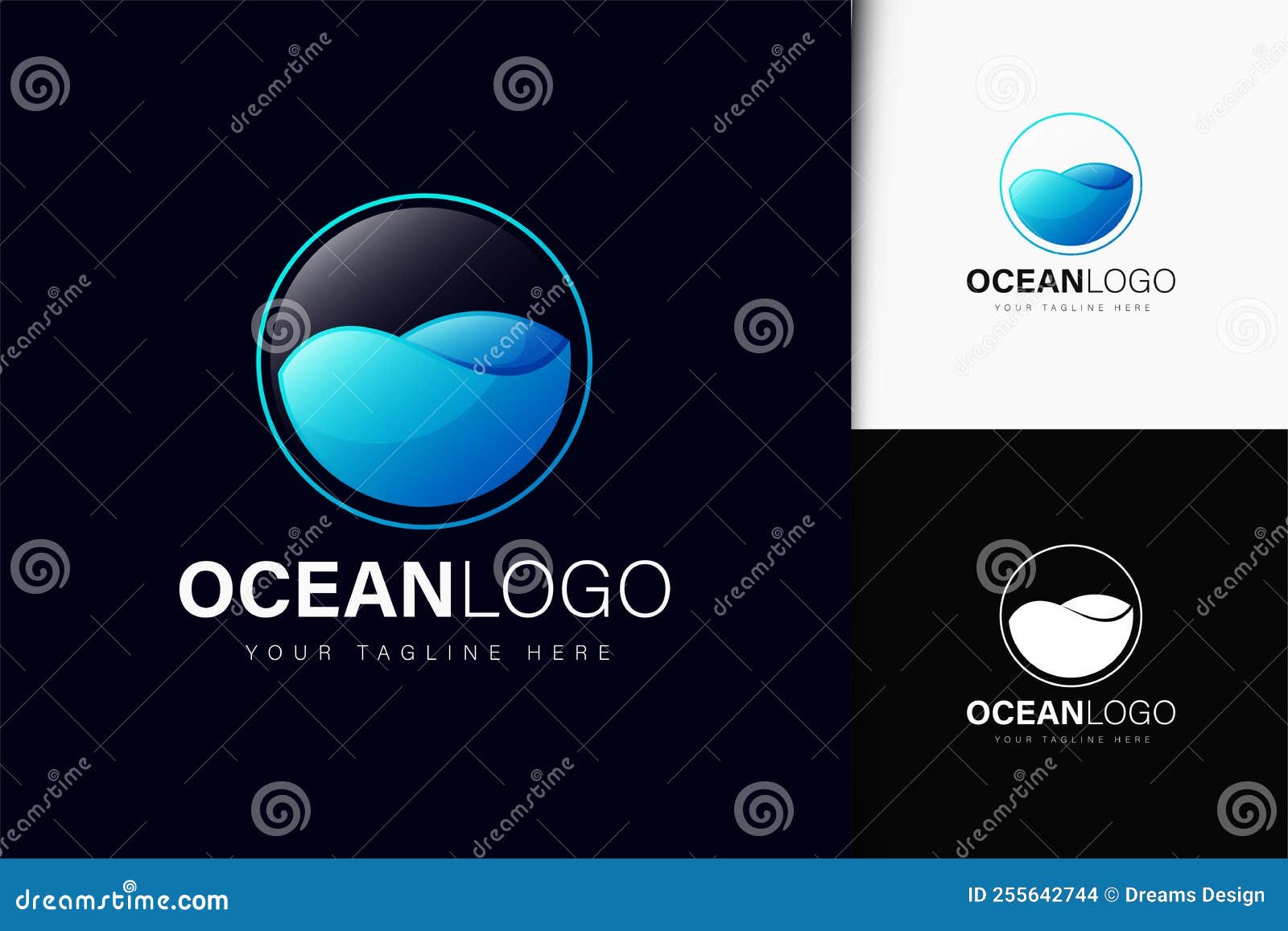 Ocean Logo Design with Gradient Stock Vector - Illustration of simple ...