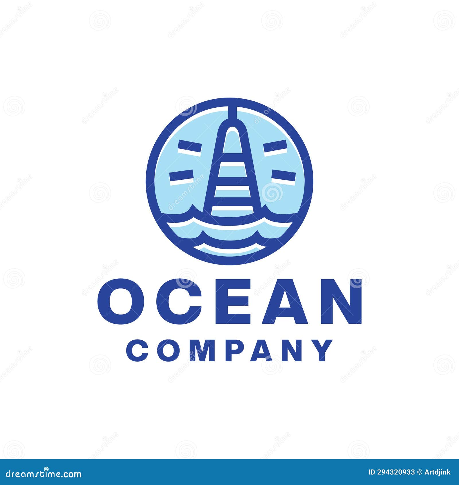 Ocean Logo Design Vector Illustration Monoline Sea Wave Symbol Emblem ...