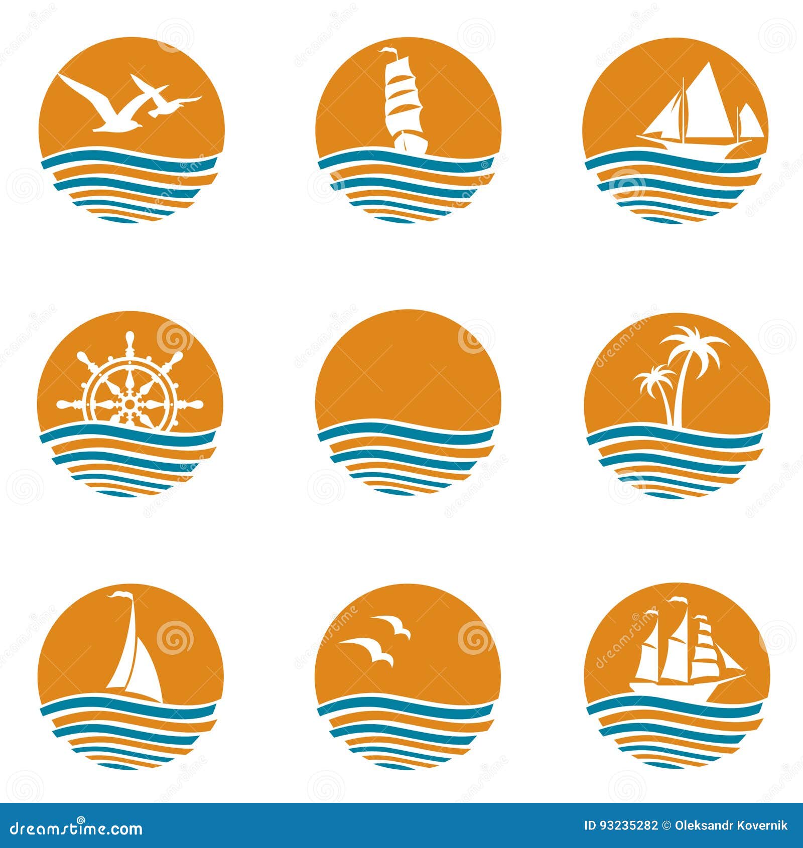 Ocean Logos. Circle Shape Design Vector Illustration | CartoonDealer ...