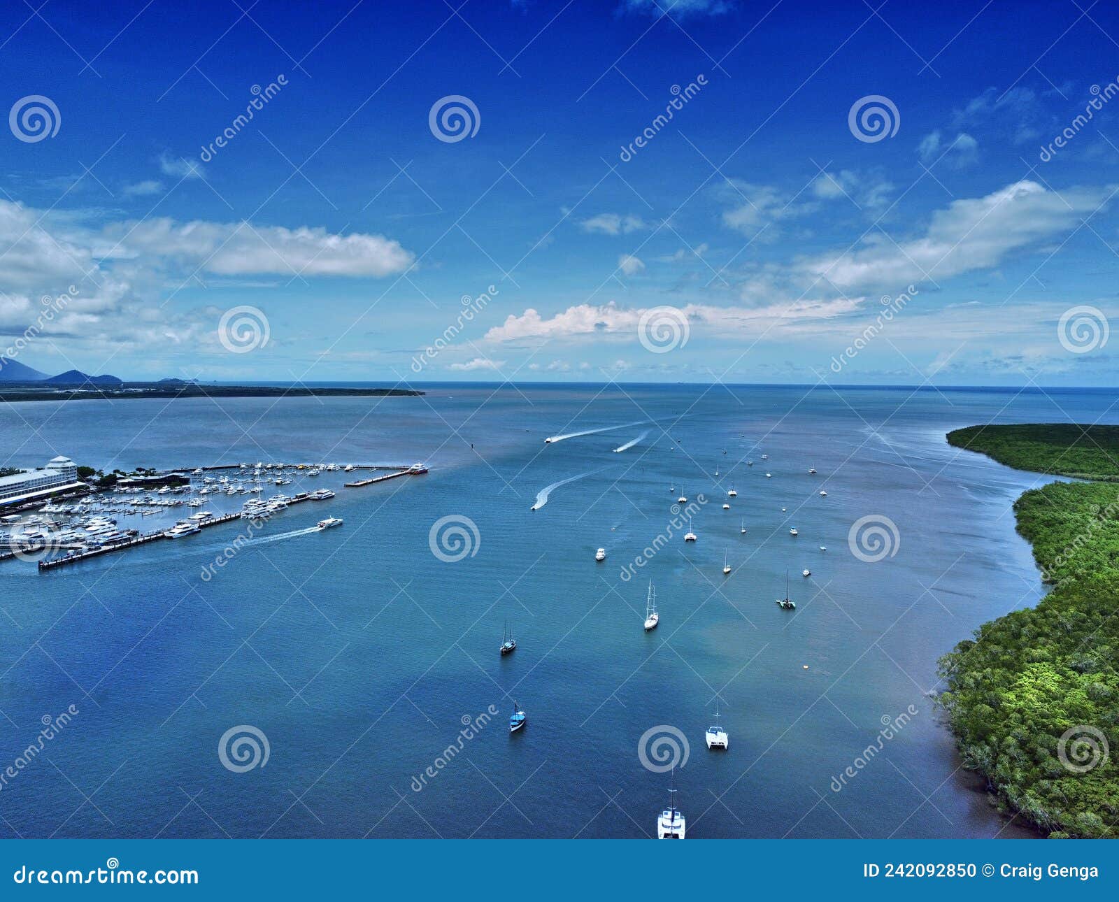 Ocean Meets the River with Marina Stock Photo - Image of sunny, coast ...