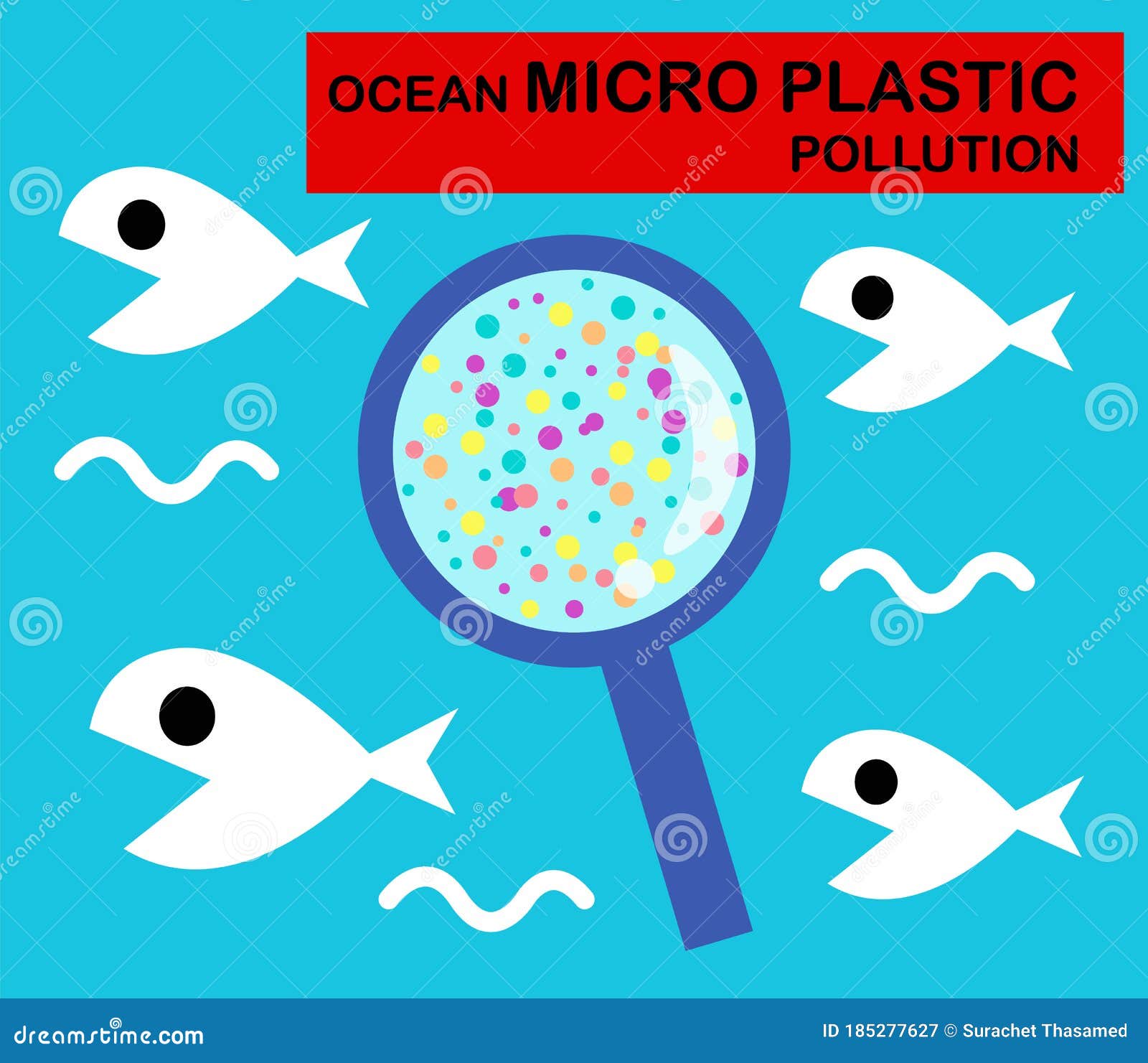 Micro Plastic Pollution Concept. Microplastic In Fish. Vector ...
