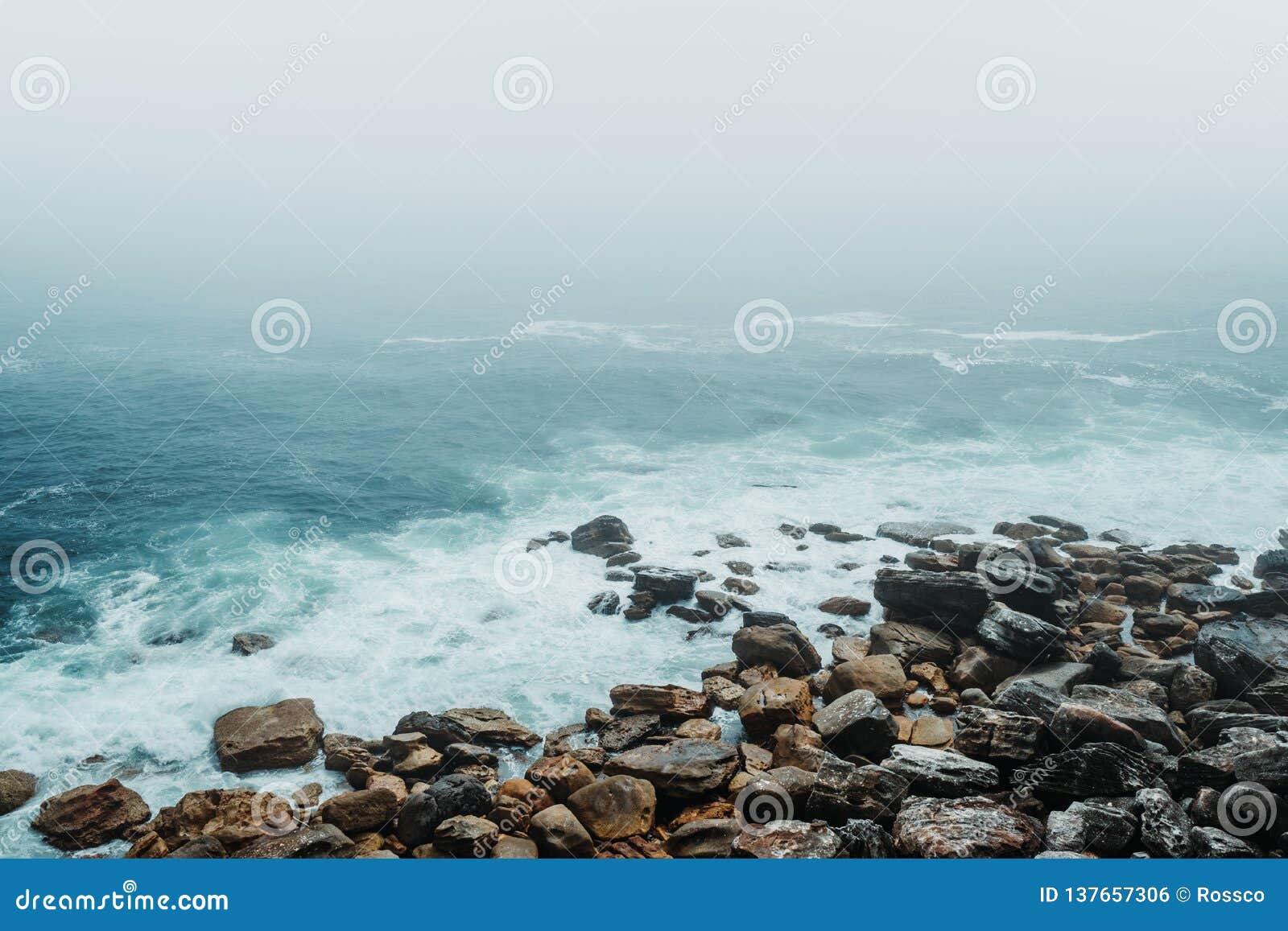 Ocean Mist on a Rocky Shore Stock Photo - Image of nature, beach: 137657306