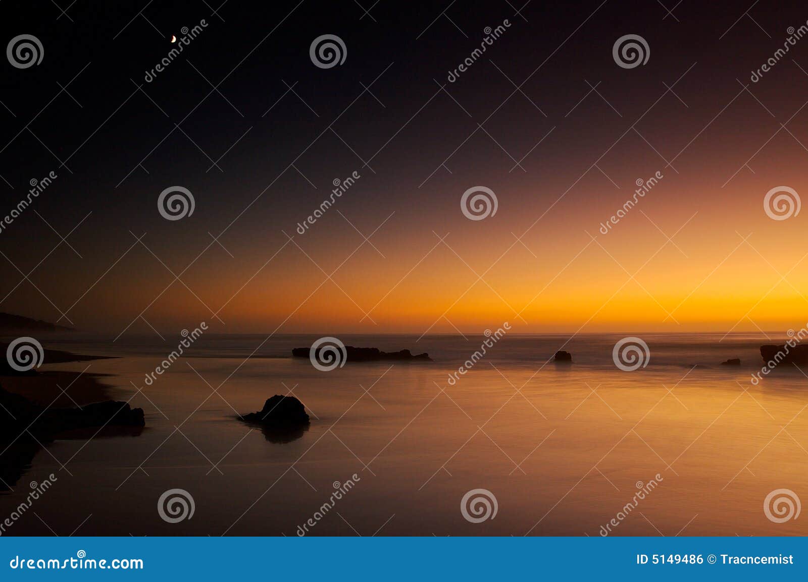 Ocean Moon Sunset stock photo. Image of tide, pacific - 5149486