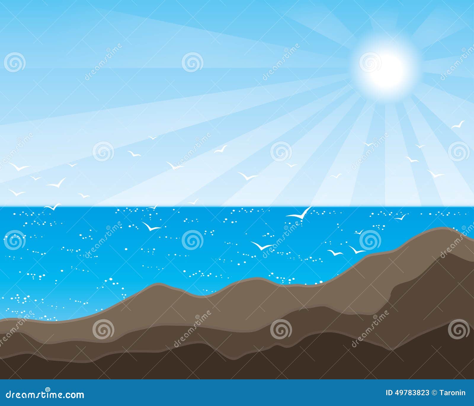 Ocean and mountain. stock vector. Illustration of leisure - 49783823