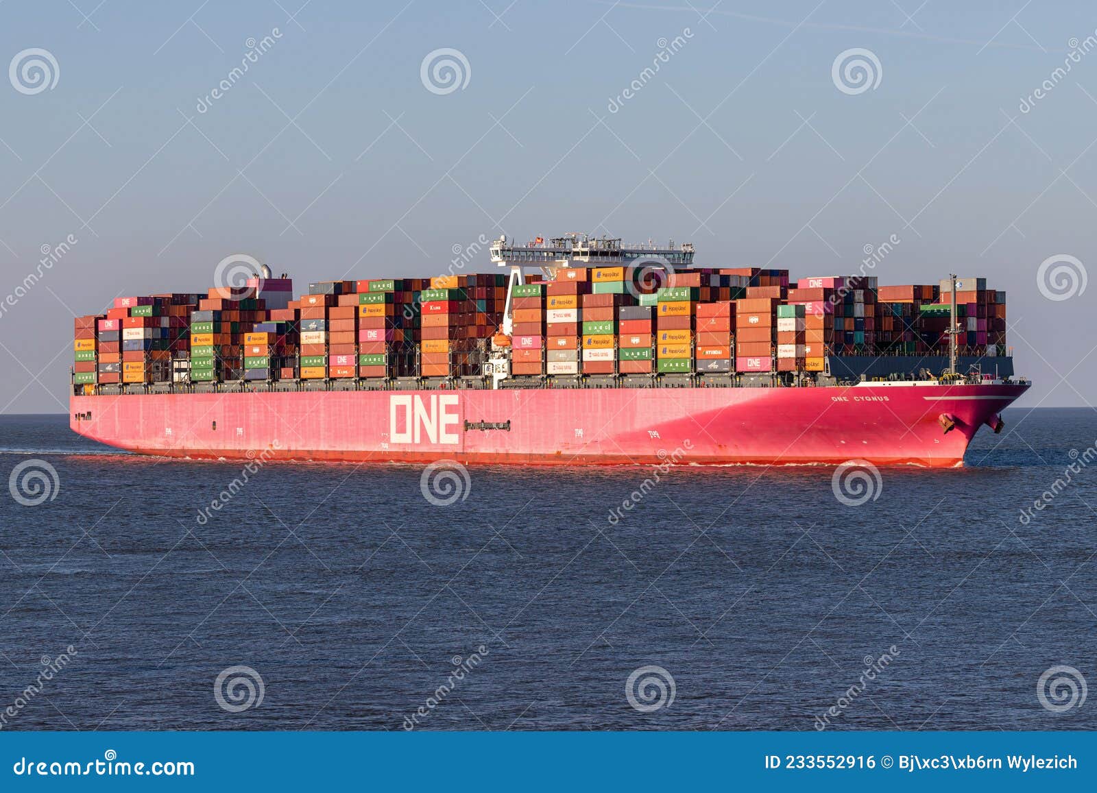 ONE Ocean Network Express Shipping Containers Travel By Truck With Long ...