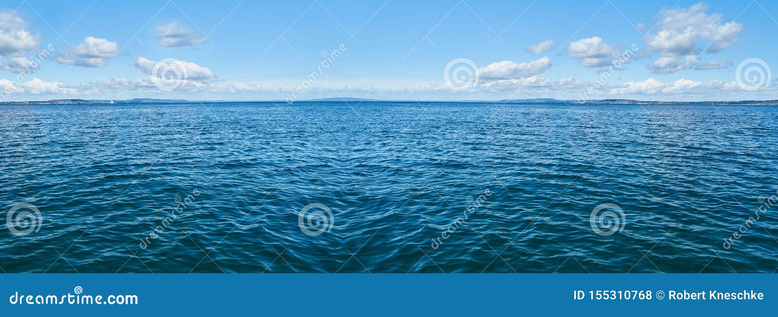 Ocean Panorama Background with Sky and Clouds Stock Photo - Image of ...