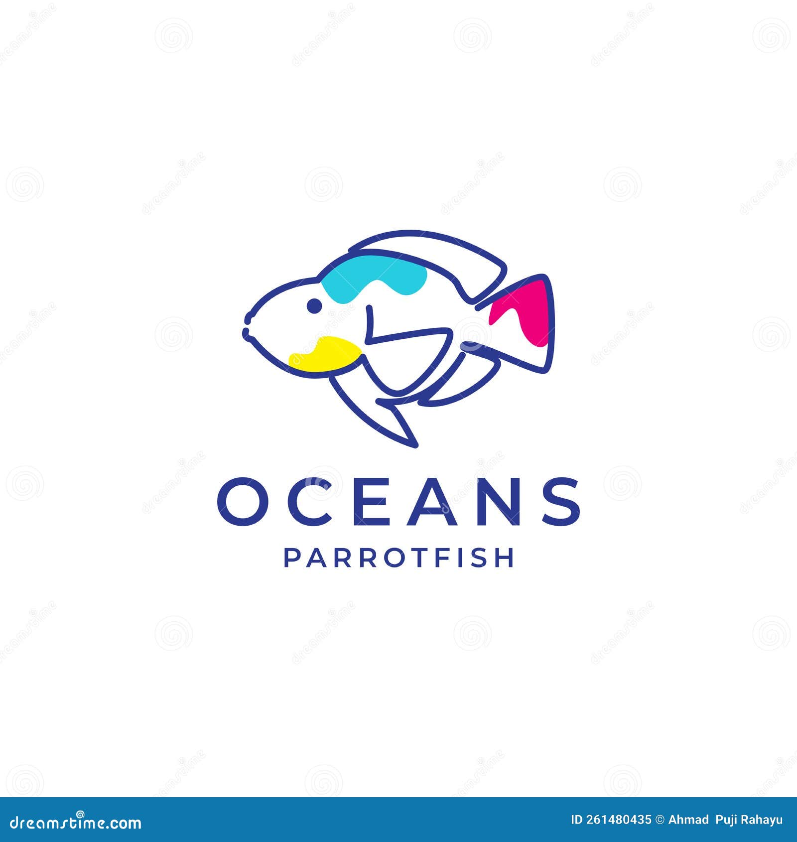 Ocean Parrot Fish Lines Art Abstract Logo Design Stock Vector ...