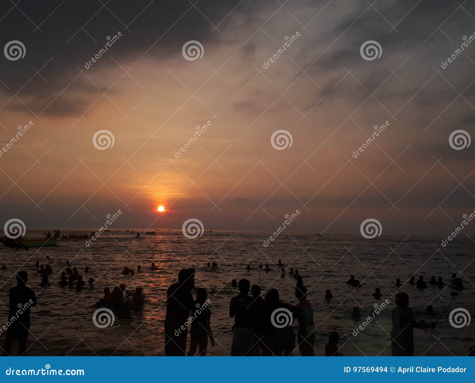Ocean People Shadow Black Sunset Stock Photo - Image of black, people ...