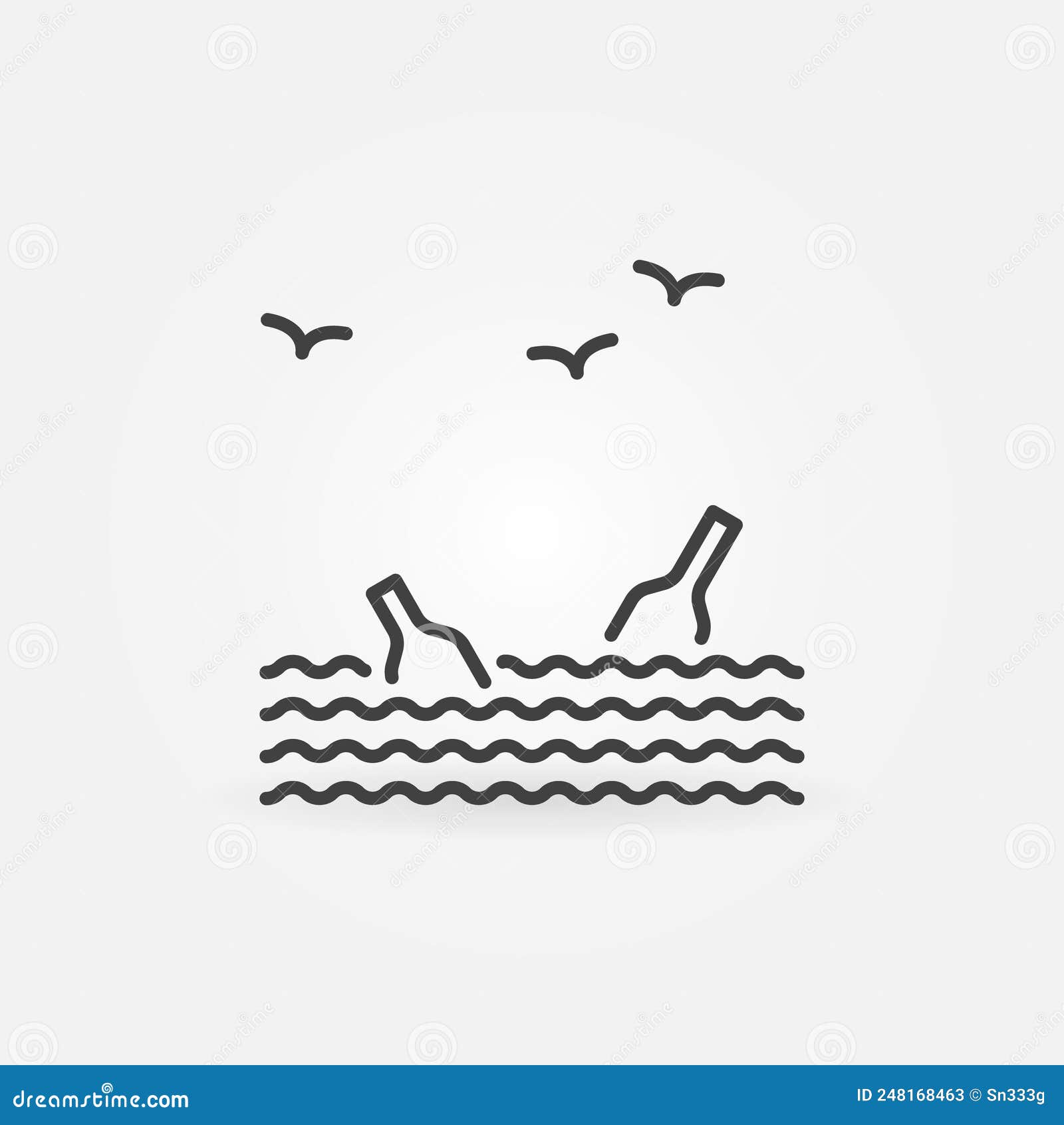 Ocean Plastic Pollution Linear Vector Concept Icon Stock Vector ...
