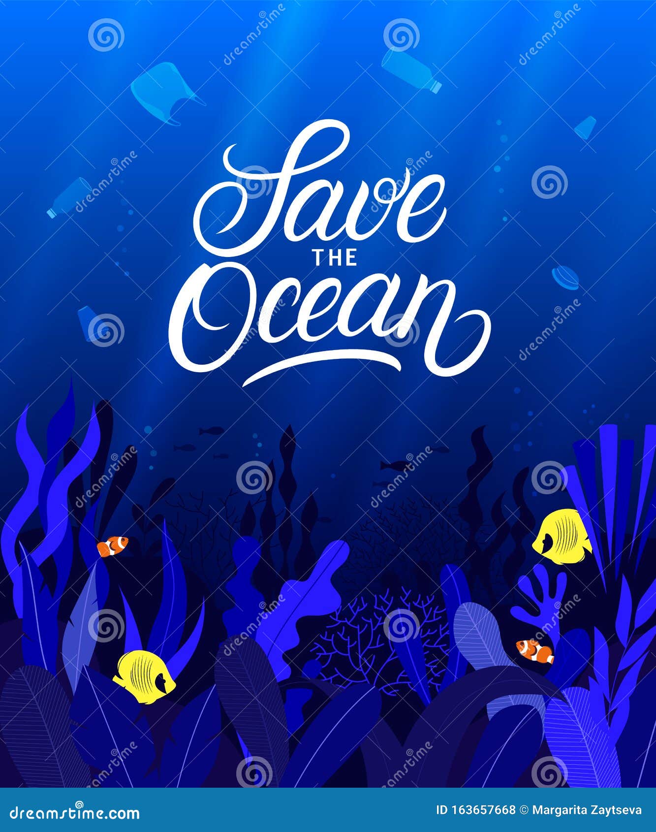 Ocean Plastic Pollution Problem Creative Concept. Stock Vector ...