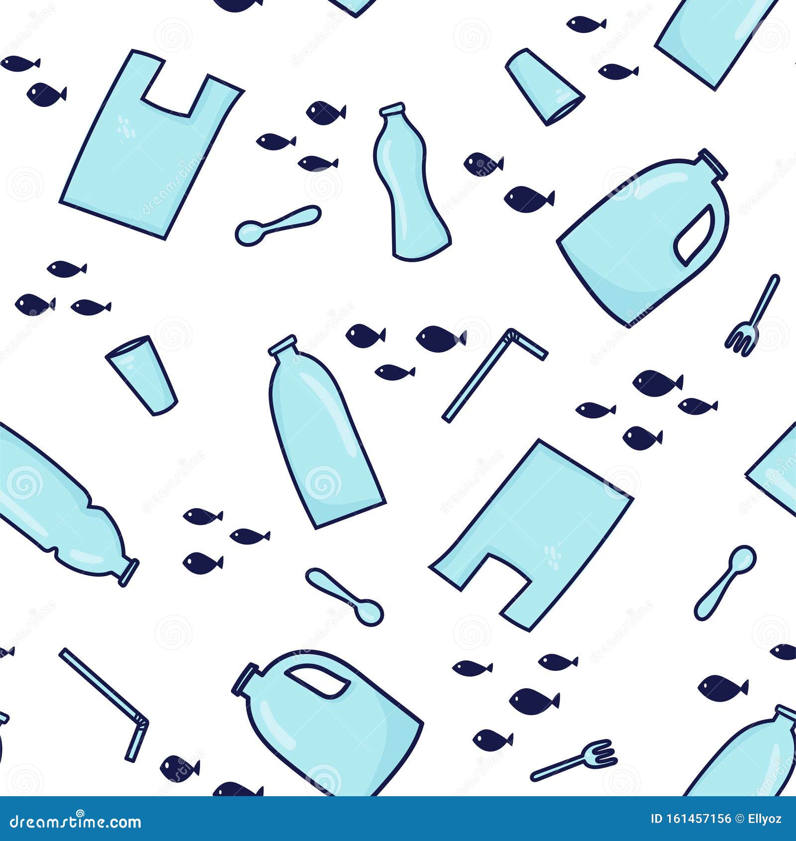 Ocean Plastic Pollution Seamless Pattern Stock Vector - Illustration of ...