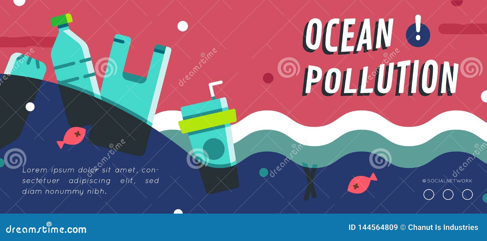 Ocean Pollution Banner Layout Stock Vector - Illustration of global ...