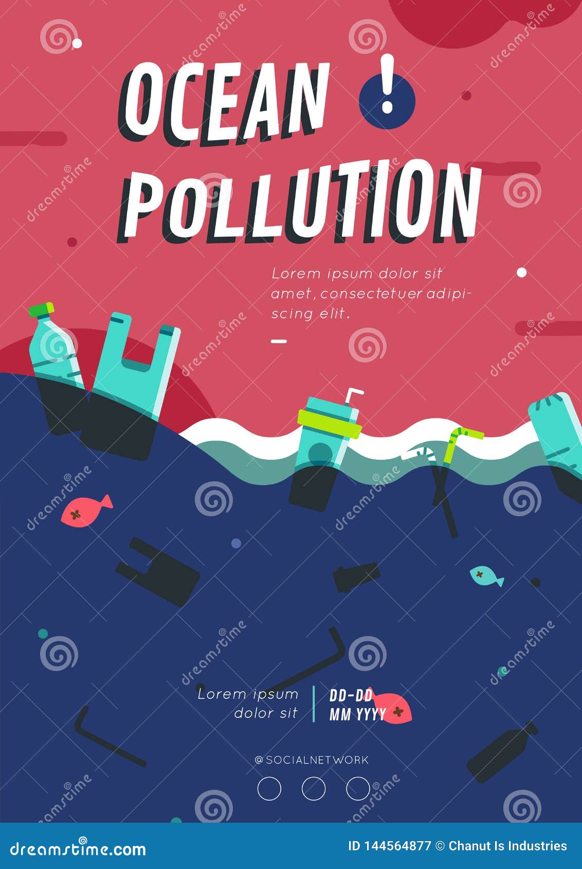 Ocean Pollution Poster Layout Stock Vector - Illustration of global ...