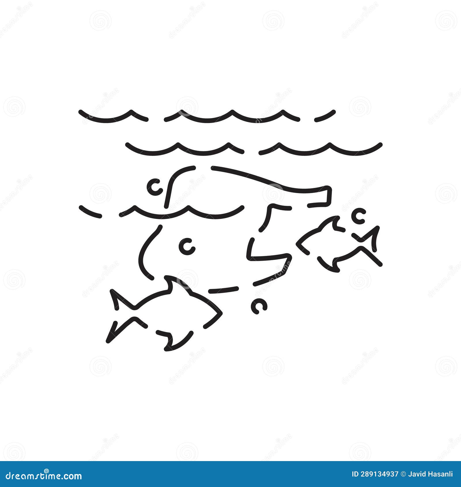 Ocean Pollution Line Icon. Fish Vector Stock Vector - Illustration of ...