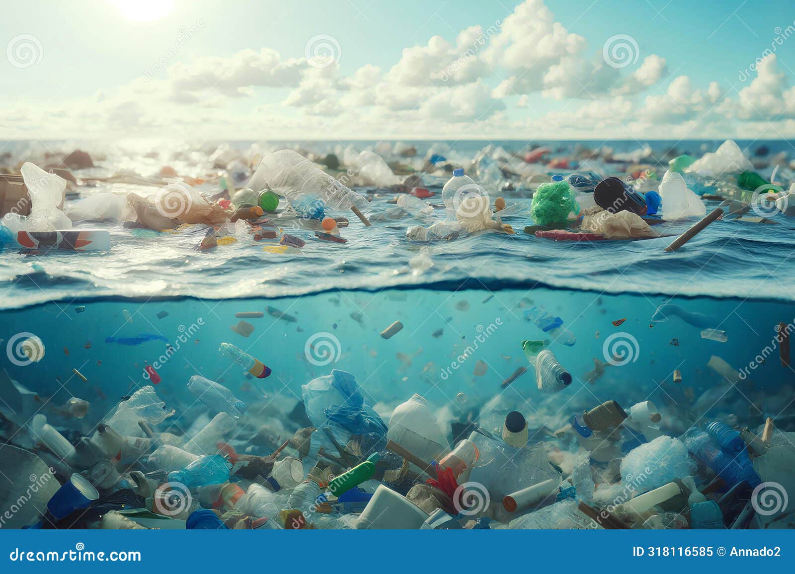 Ocean Pollution, Various Waste, Plastic Garbage Floating in the Water ...