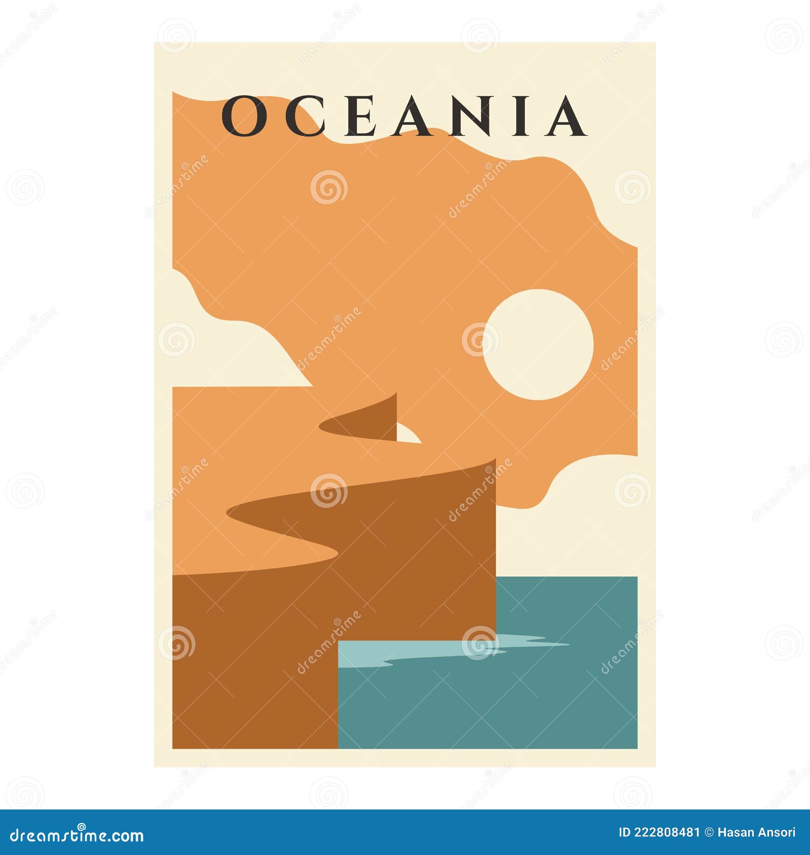 Ocean Poster Minimalist Illustration Design Creative Template Stock ...