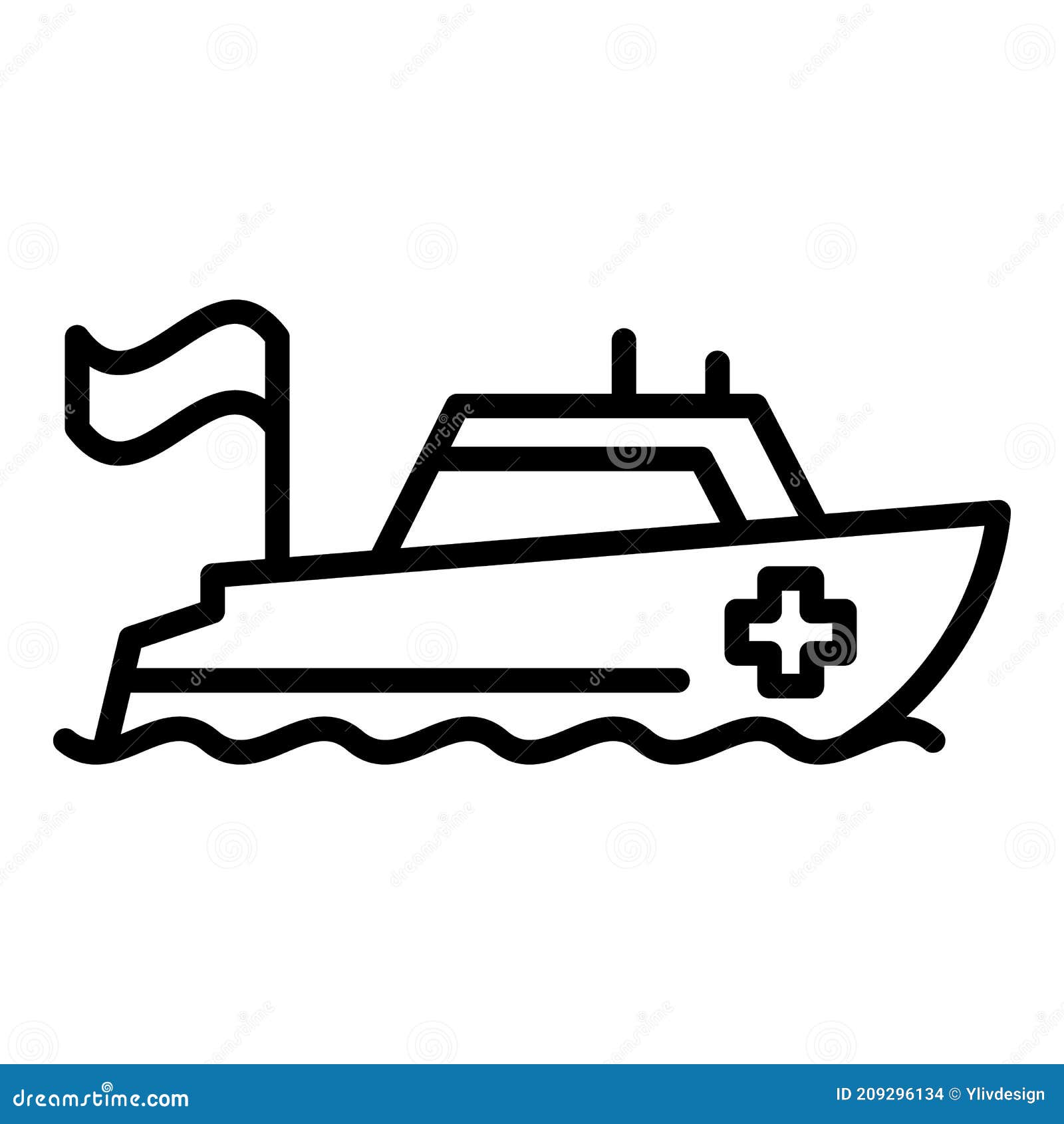 Ocean Rescue Boat Icon, Outline Style Stock Vector - Illustration of ...