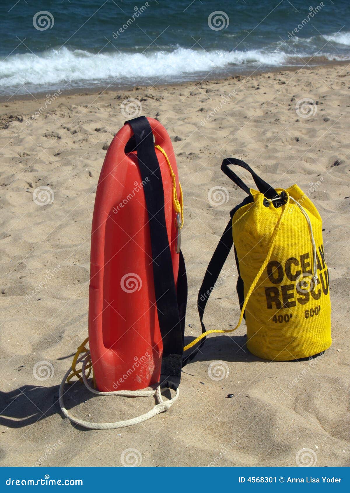 Ocean Rescue Gear Ready in Sand Stock Image - Image of patrol, beige ...