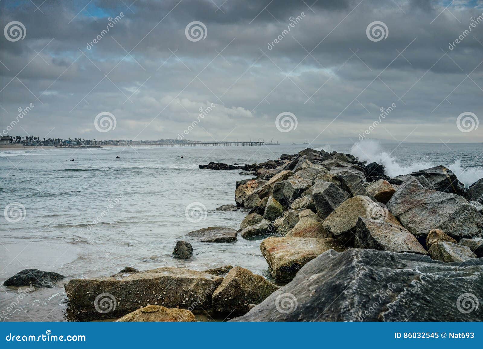 Ocean with Rocks, Wave, Sky, Clouds, and Waves Stock Image - Image of ...