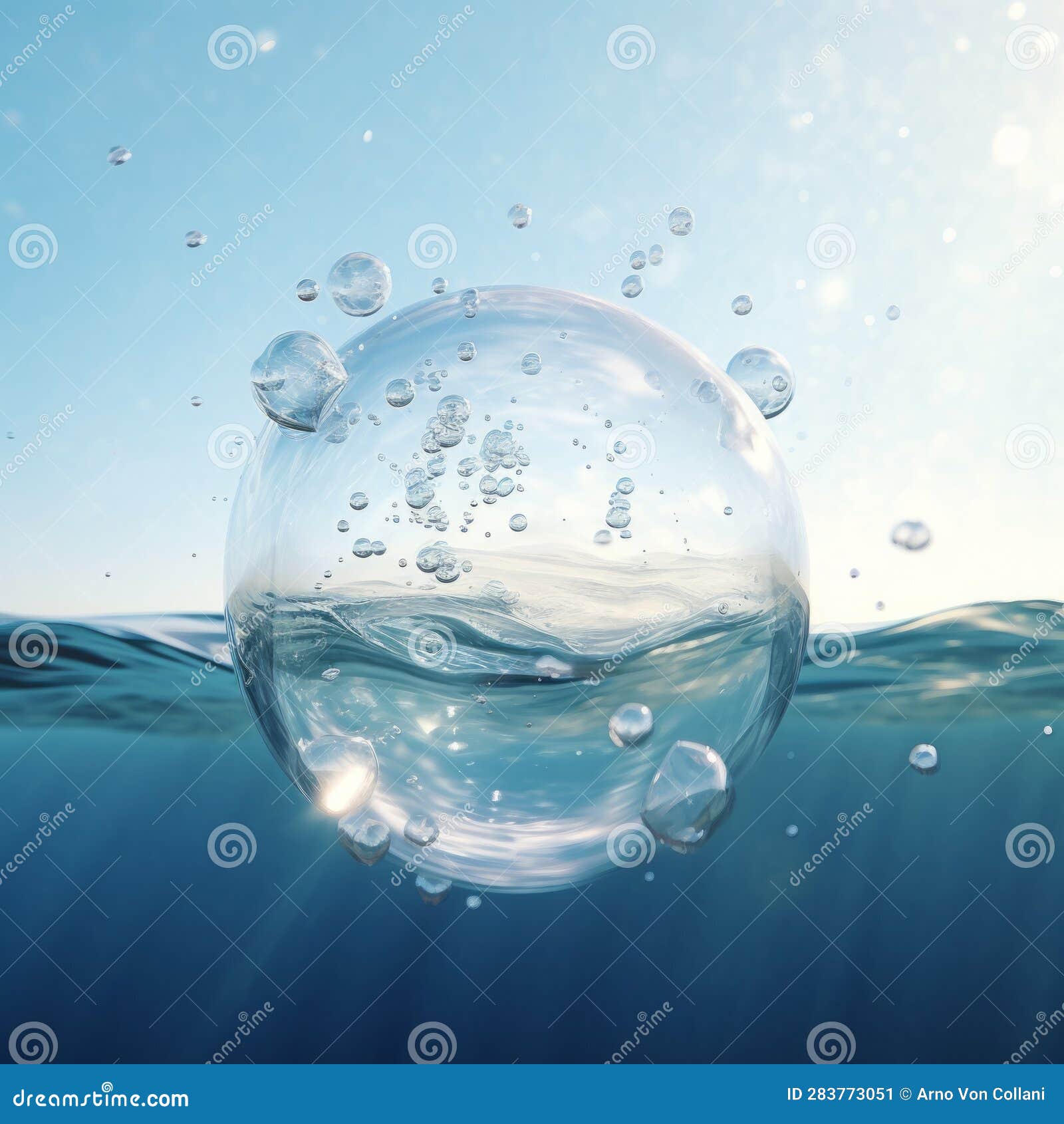 Ocean S Pristine Jewel: Water Bubble Floating on the Surface Stock ...