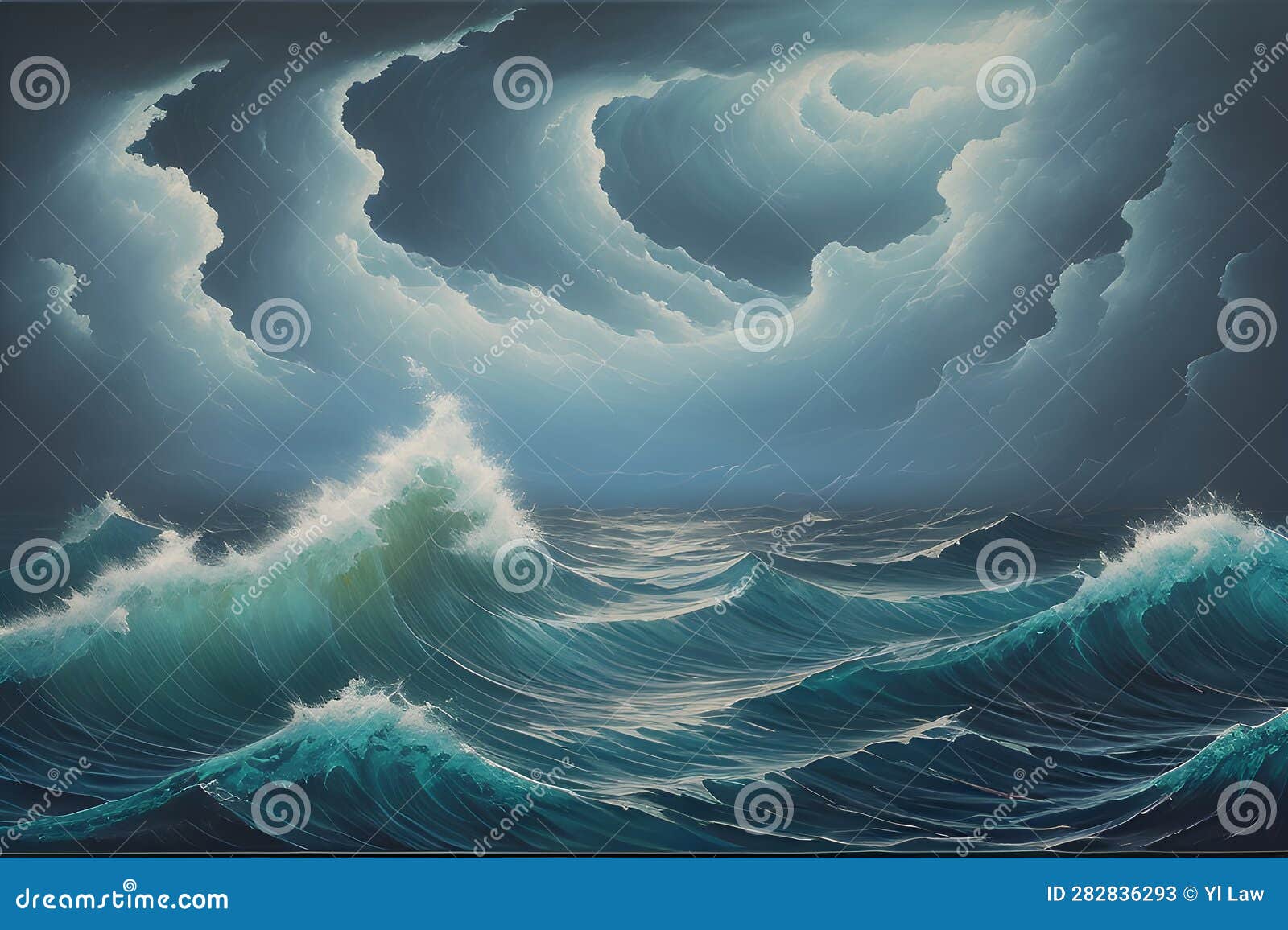 Ocean Scene with Rich Deep Colors that Evoke Stock Illustration ...