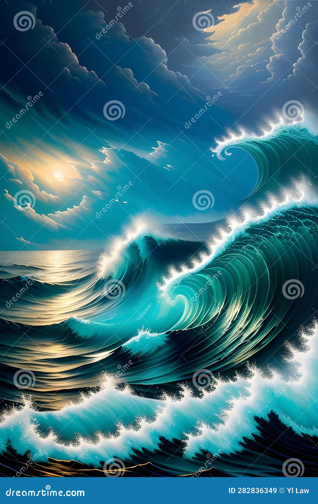 Ocean Scene with Rich Deep Colors that Evoke Stock Illustration ...