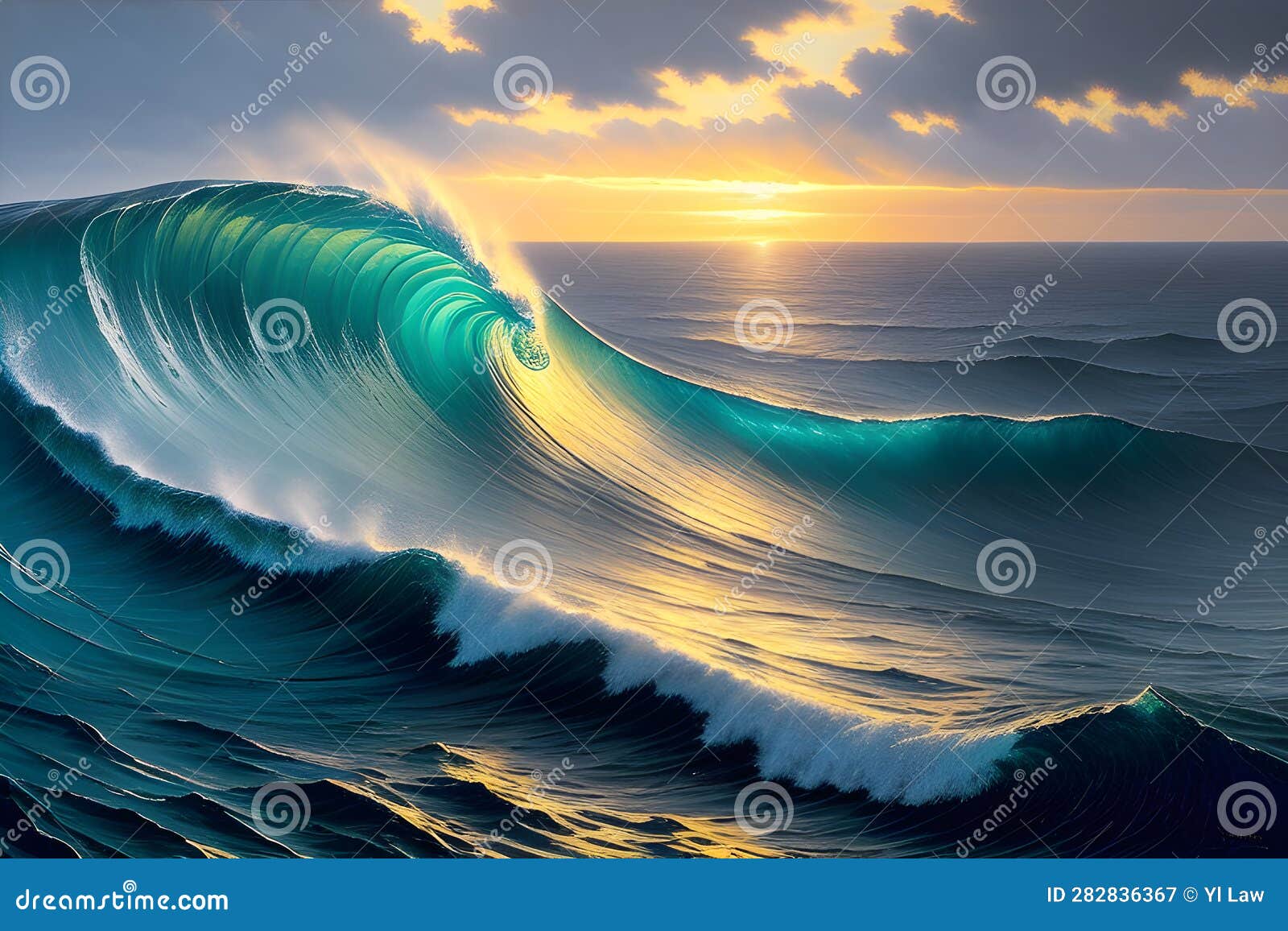 Ocean Scene with Rich Deep Colors that Evoke Stock Illustration ...