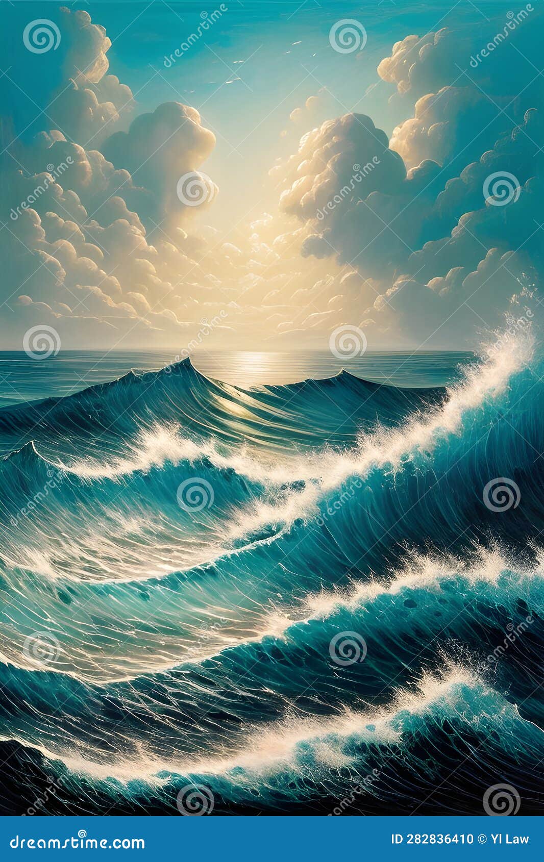 Ocean Scene with Rich Deep Colors that Evoke Stock Illustration ...