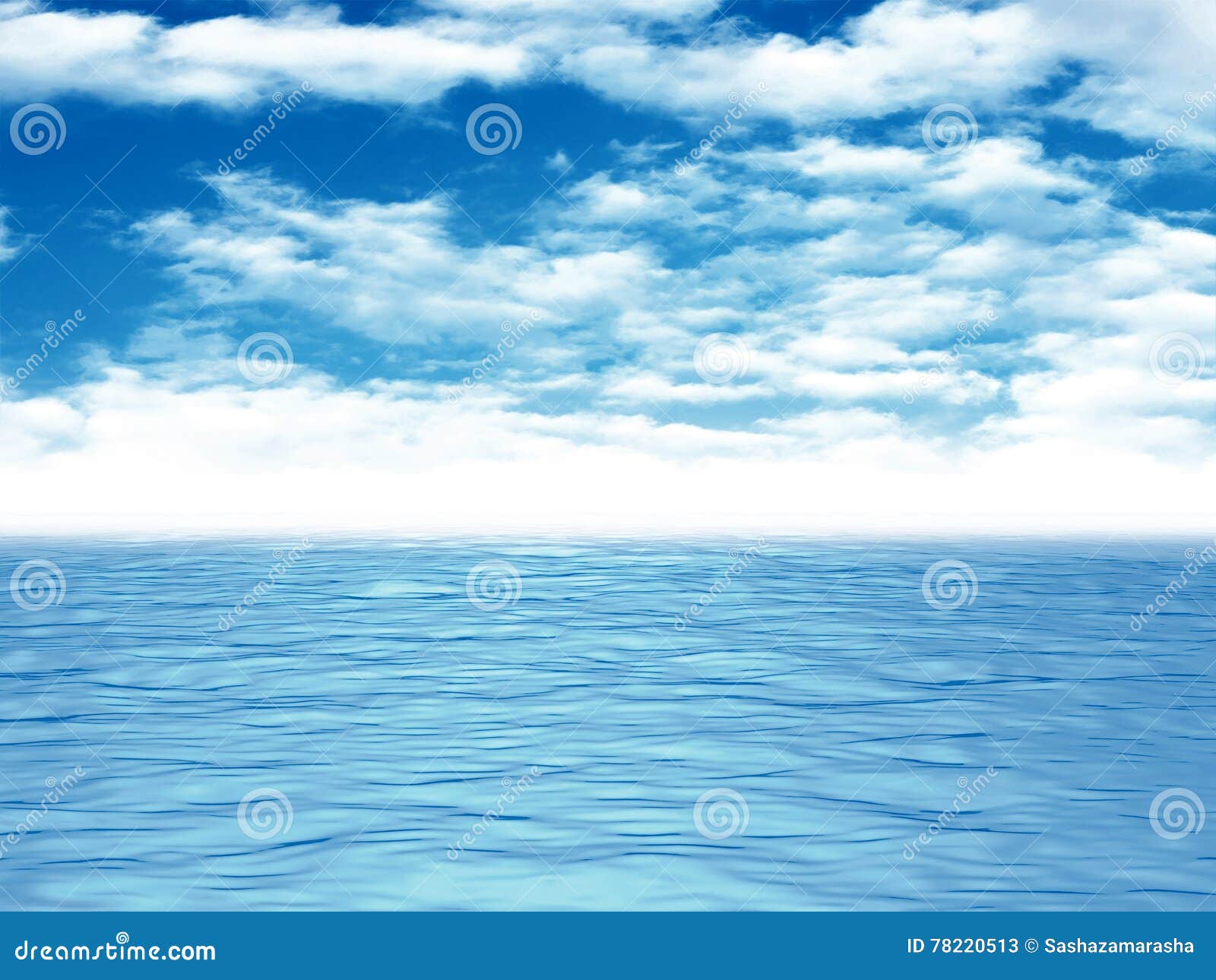 Ocean Sea Calm Water Waves Under Blue Cloud Sky Stock Illustration ...
