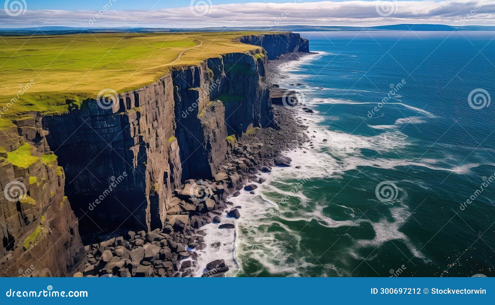 Ocean sea cliffs landscape stock photo. Image of waves - 300697212
