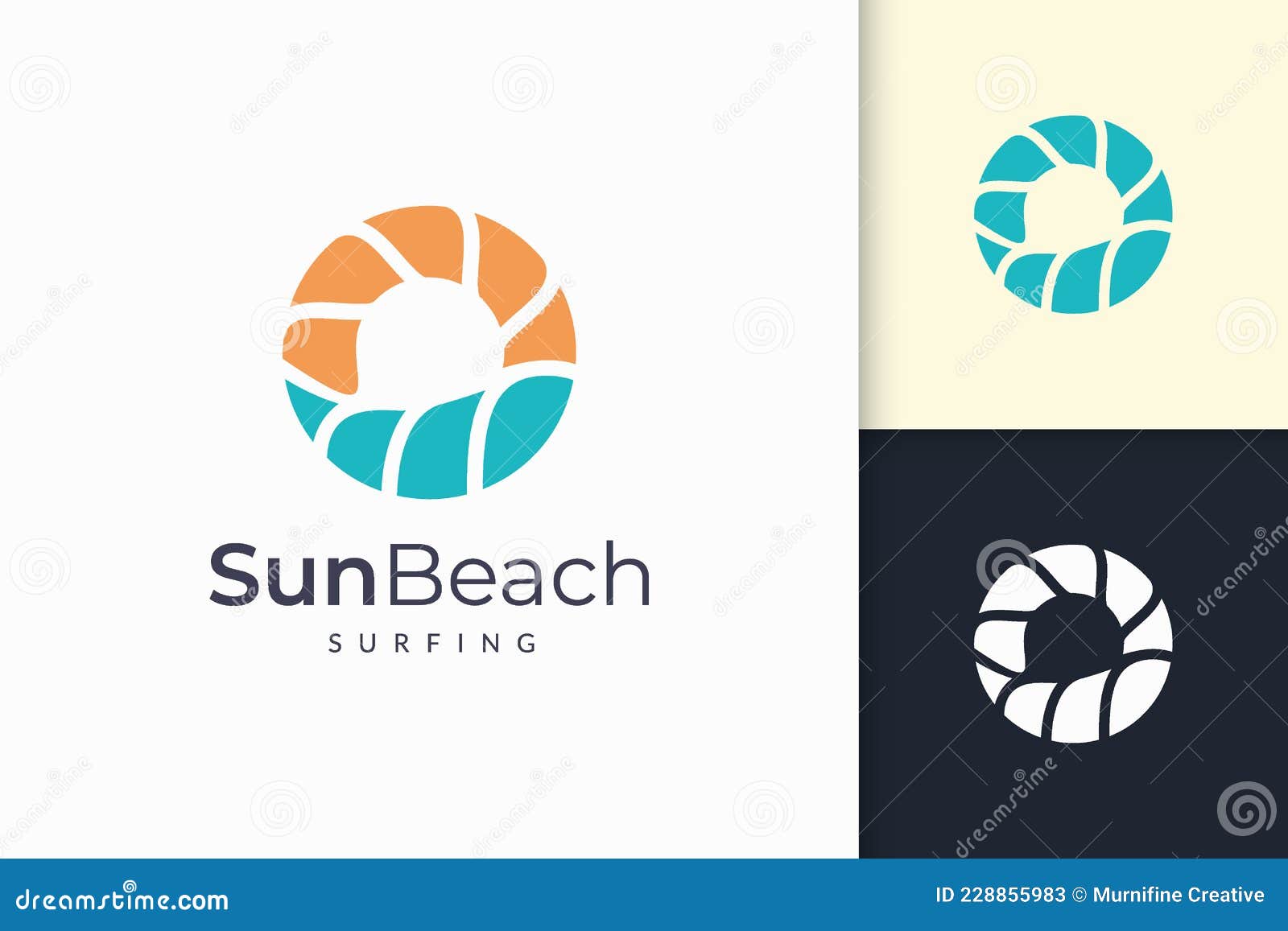 Ocean or Sea Logo in Abstract Water Wave and Sun Represent Adventure ...